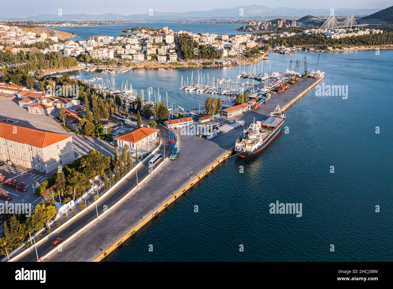 Aerial view of Chalkida port at summer Stock Photo - Alamy