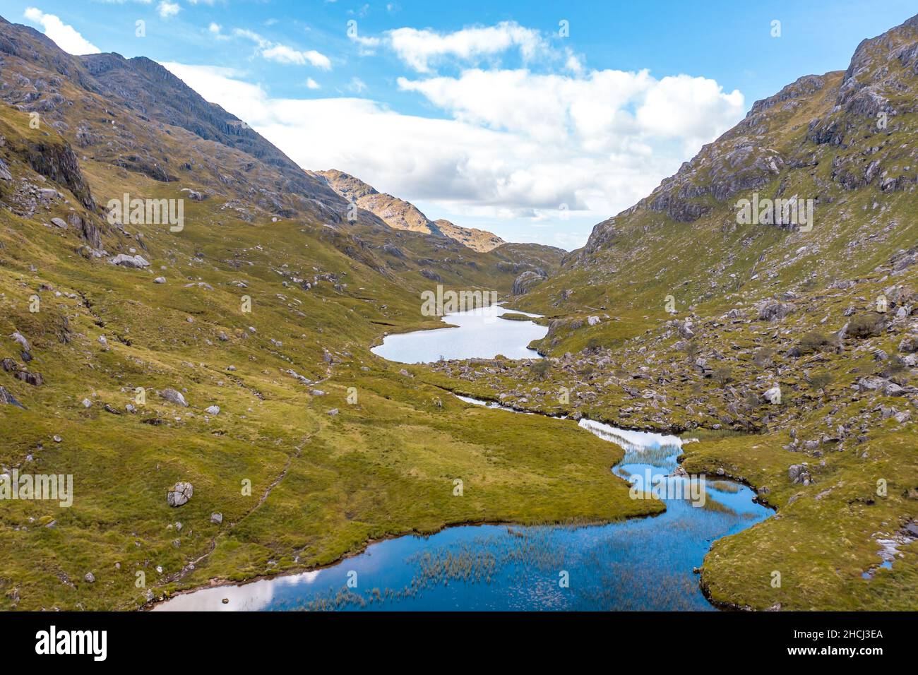 Scottish Landscape Aerial View of Loch and Mountains Stock Photo - Alamy