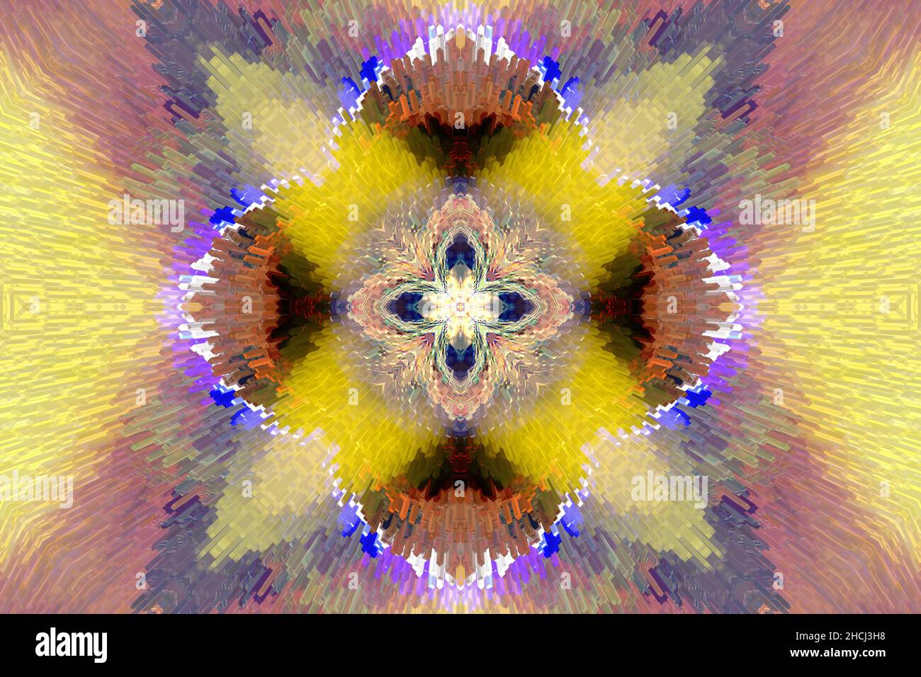 Digital art, 3D illustration. Abstract mirrored symmetrical shapes in ...