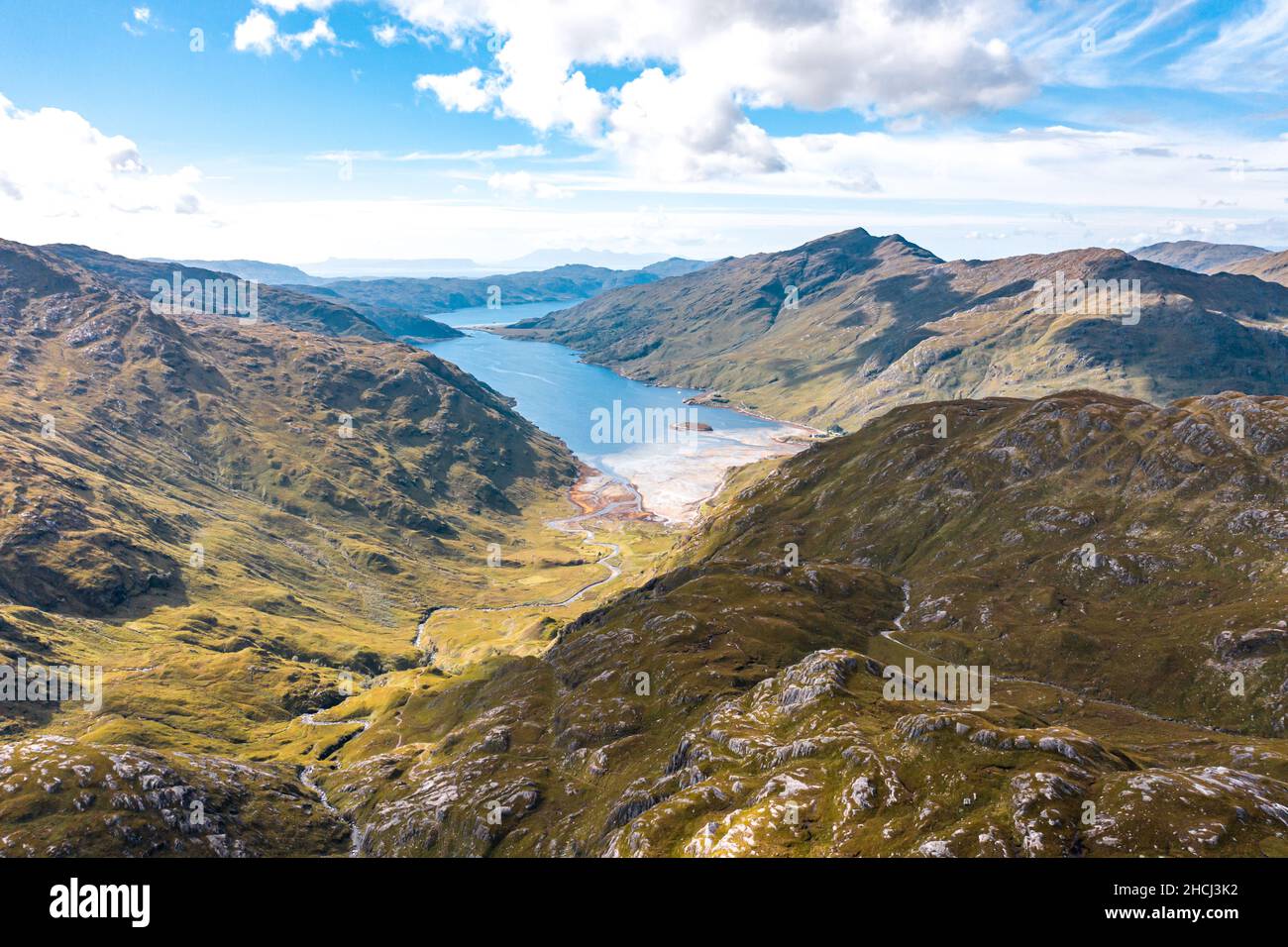 Scottish Landscape Aerial View of Loch and Mountains Stock Photo - Alamy