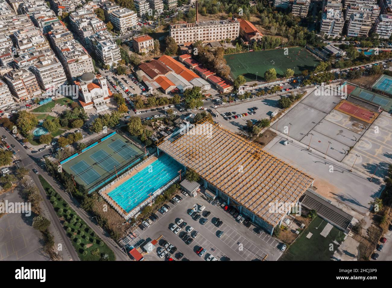 Aerial view of Poseidon Swimming Pool. Thessaloniki, Greece Stock Photo ...