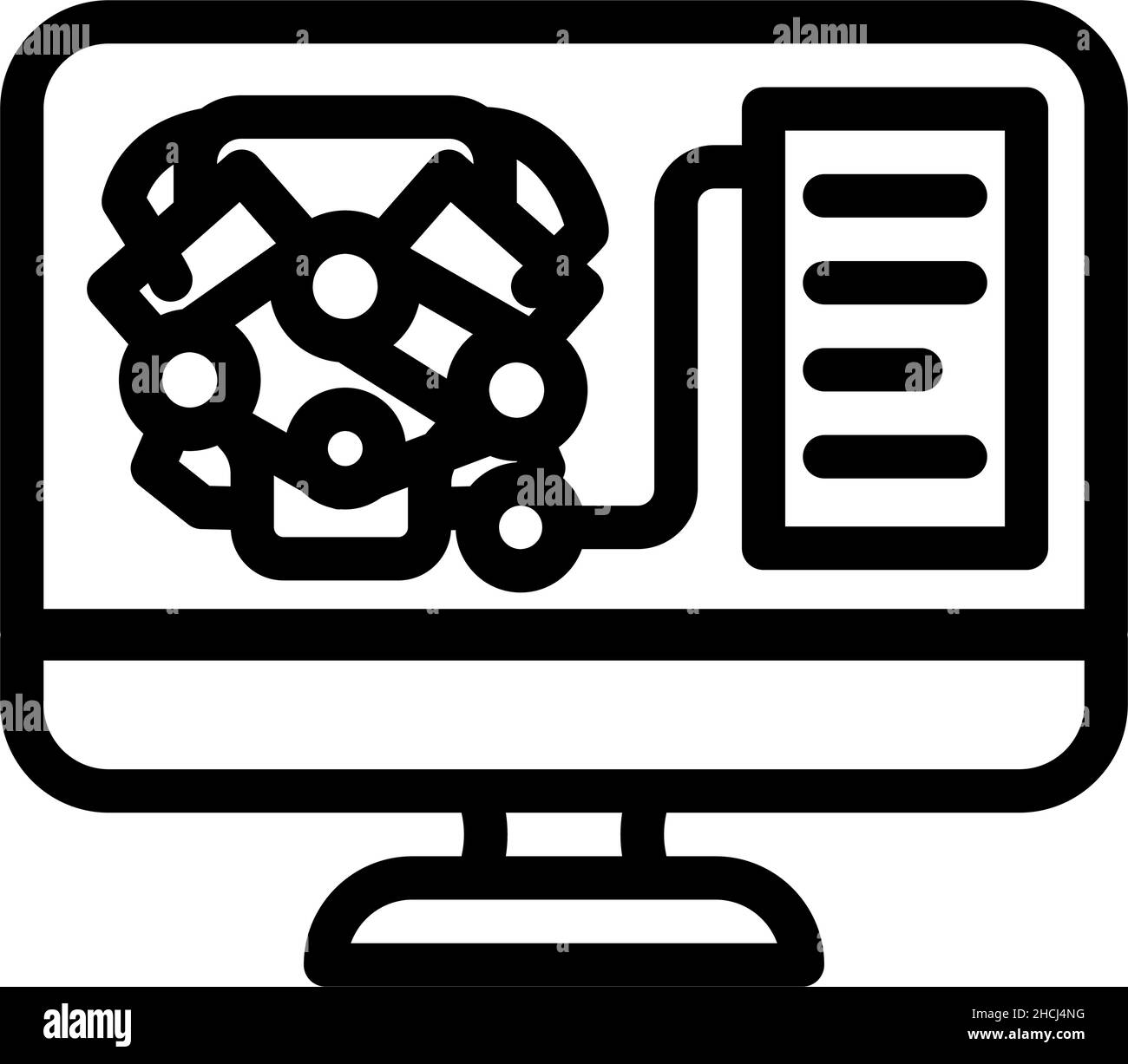 engine digital analysis and check line icon vector illustration Stock ...