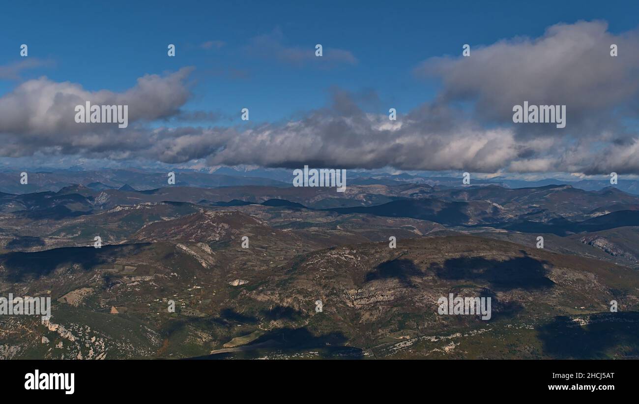 Beautiful panoramic view of subalpine mountain range Baronnies viewed ...