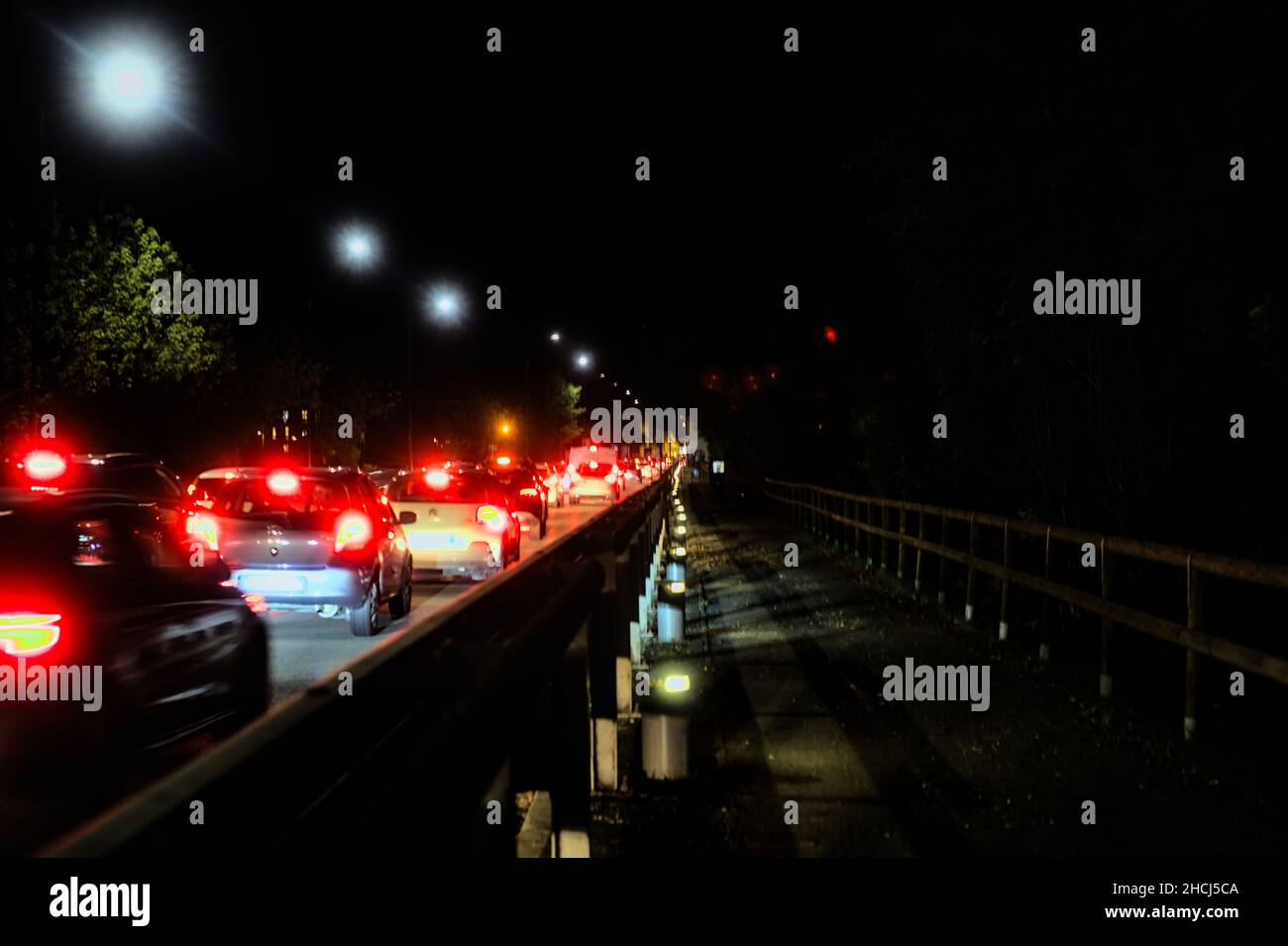 Traffic jam on an expressway at night Stock Photo - Alamy