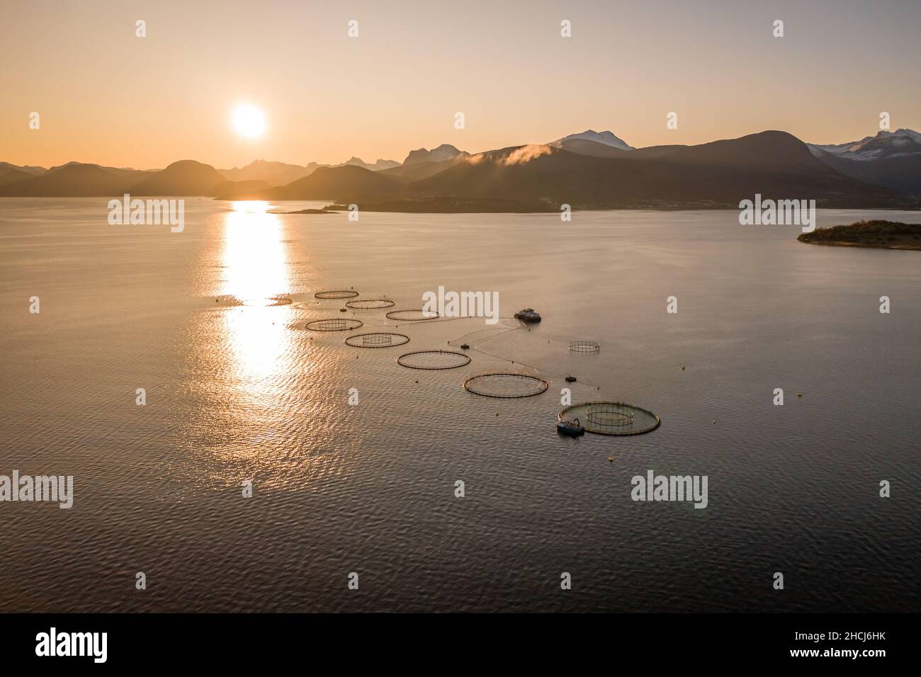 Aquaculture Fish Farm in the Late Sunset Evening Stock Photo - Alamy