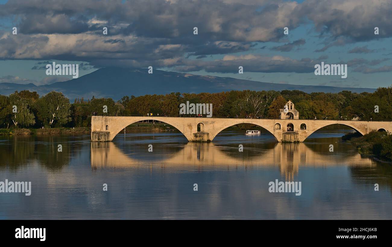 Famous historic bridge Pont Saint-Benezet (Pont d'Avignon), UNESCO ...