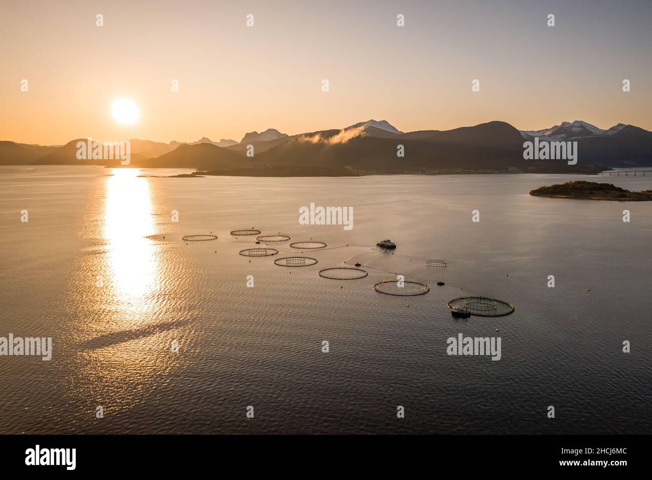 Aquaculture Fish Farm in the Late Sunset Evening Stock Photo - Alamy