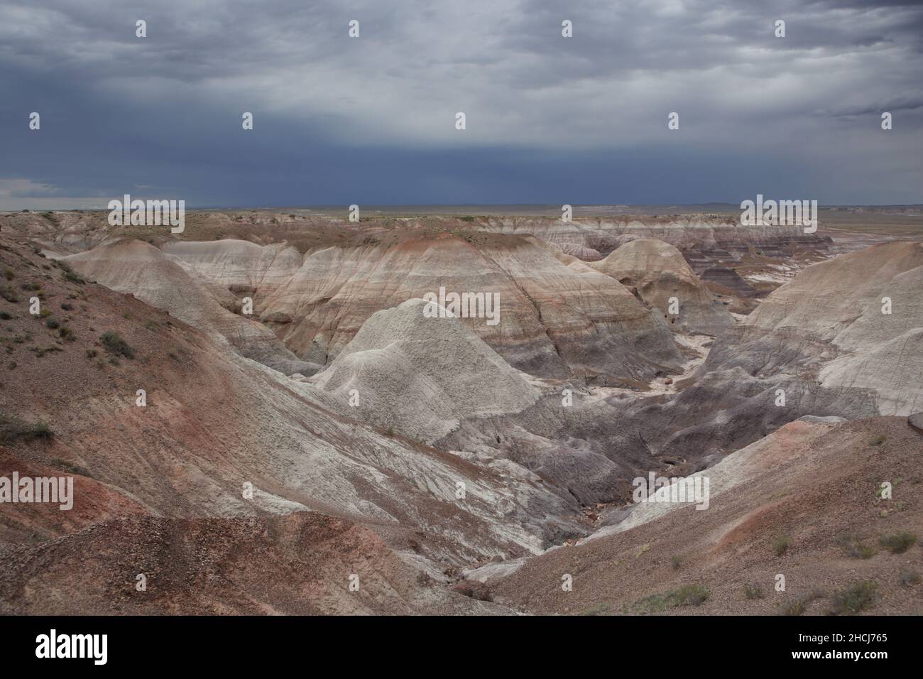 Eroded rock strata form a cliff at Blue Mesa, Petrified Forest National ...
