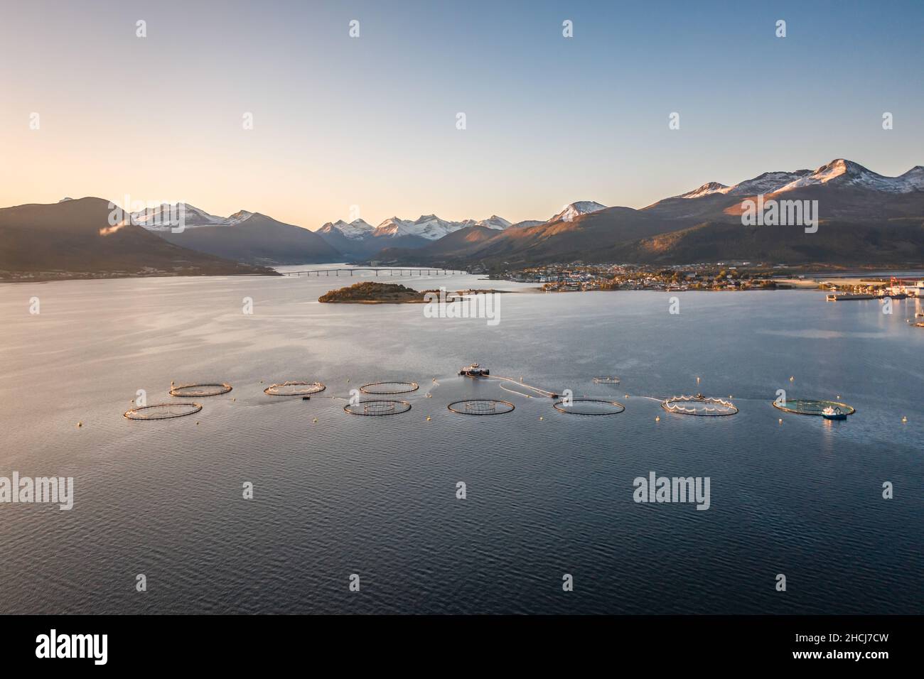 Aquaculture Fish Farm in the Late Sunset Evening Stock Photo - Alamy
