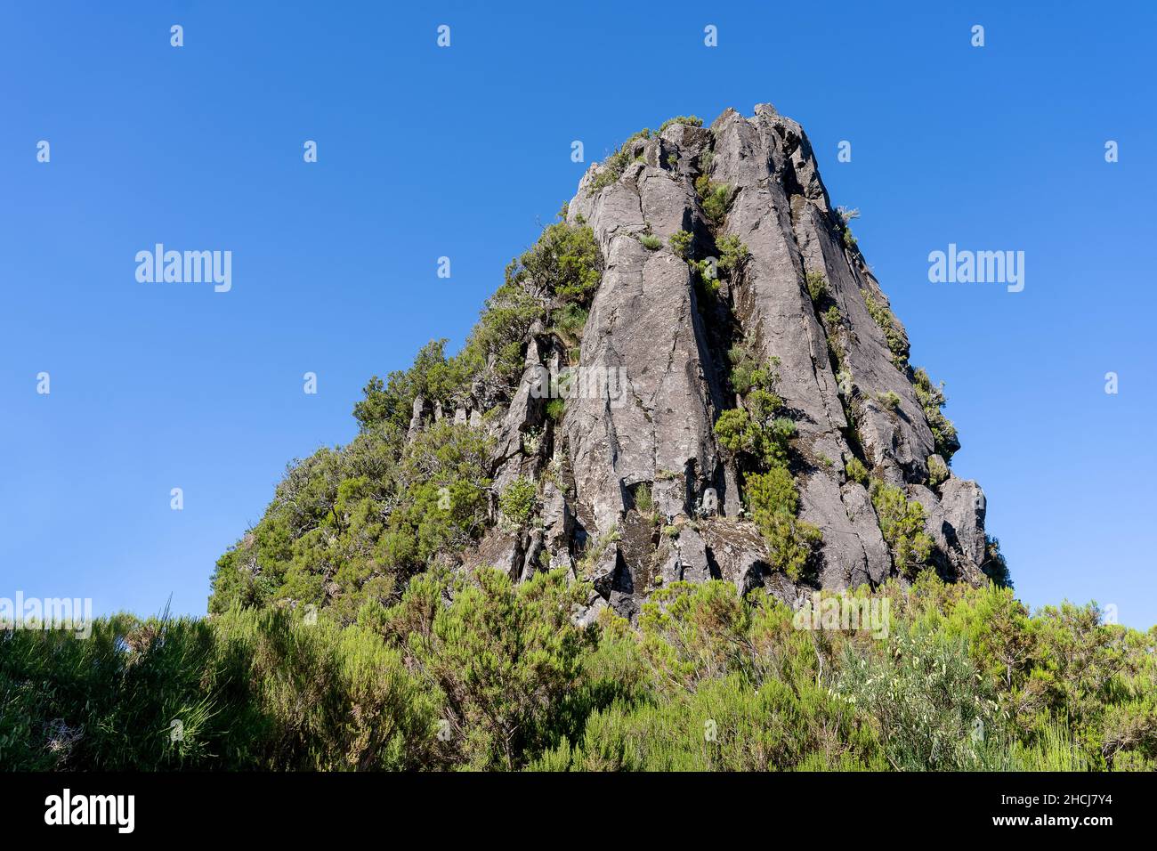 Pináculo (Pinaculo) rock in Madeira Island. Portugal Stock Photo - Alamy
