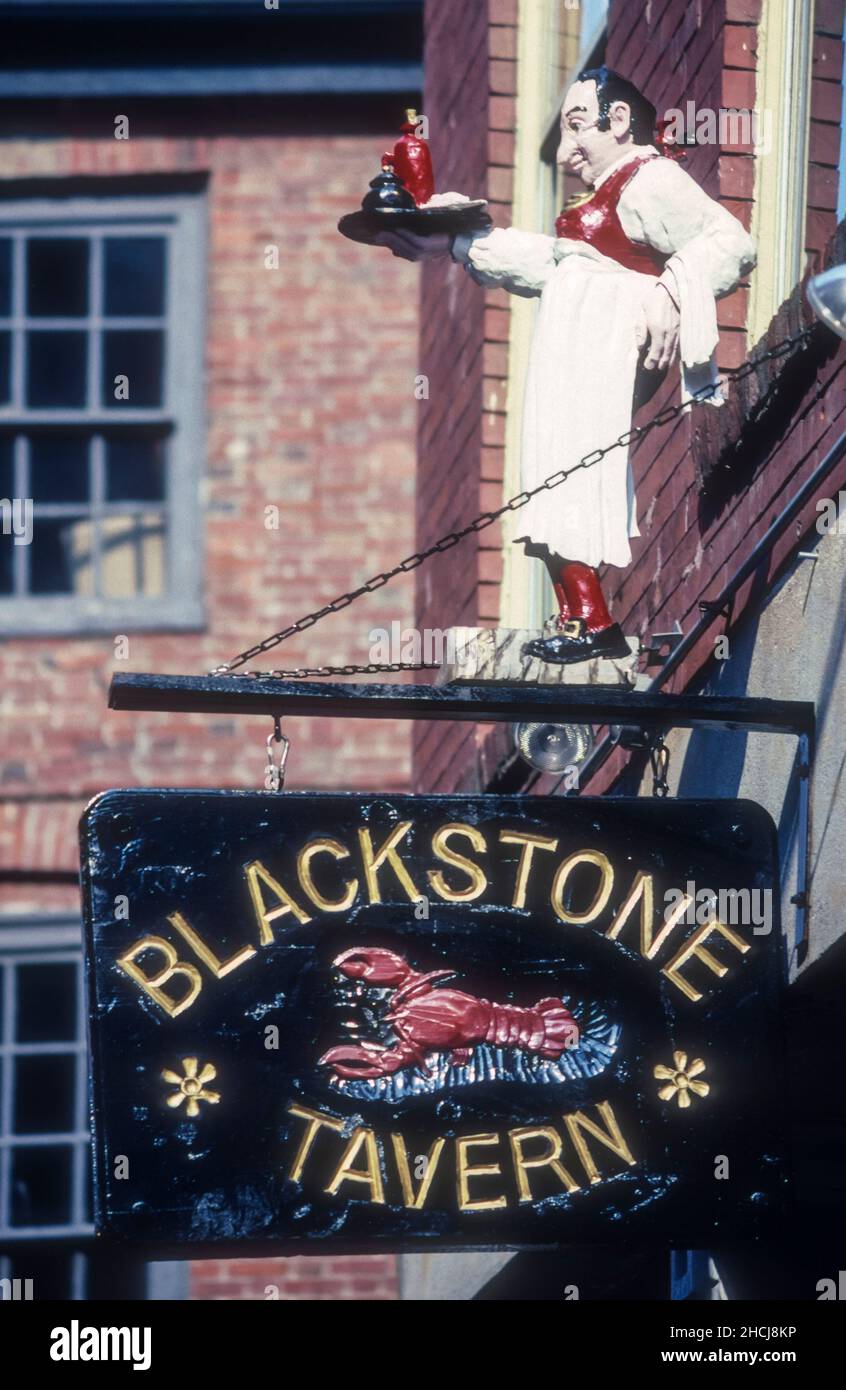 1990 archive photograph of the sign for Blackstone Tavern in Boston ...