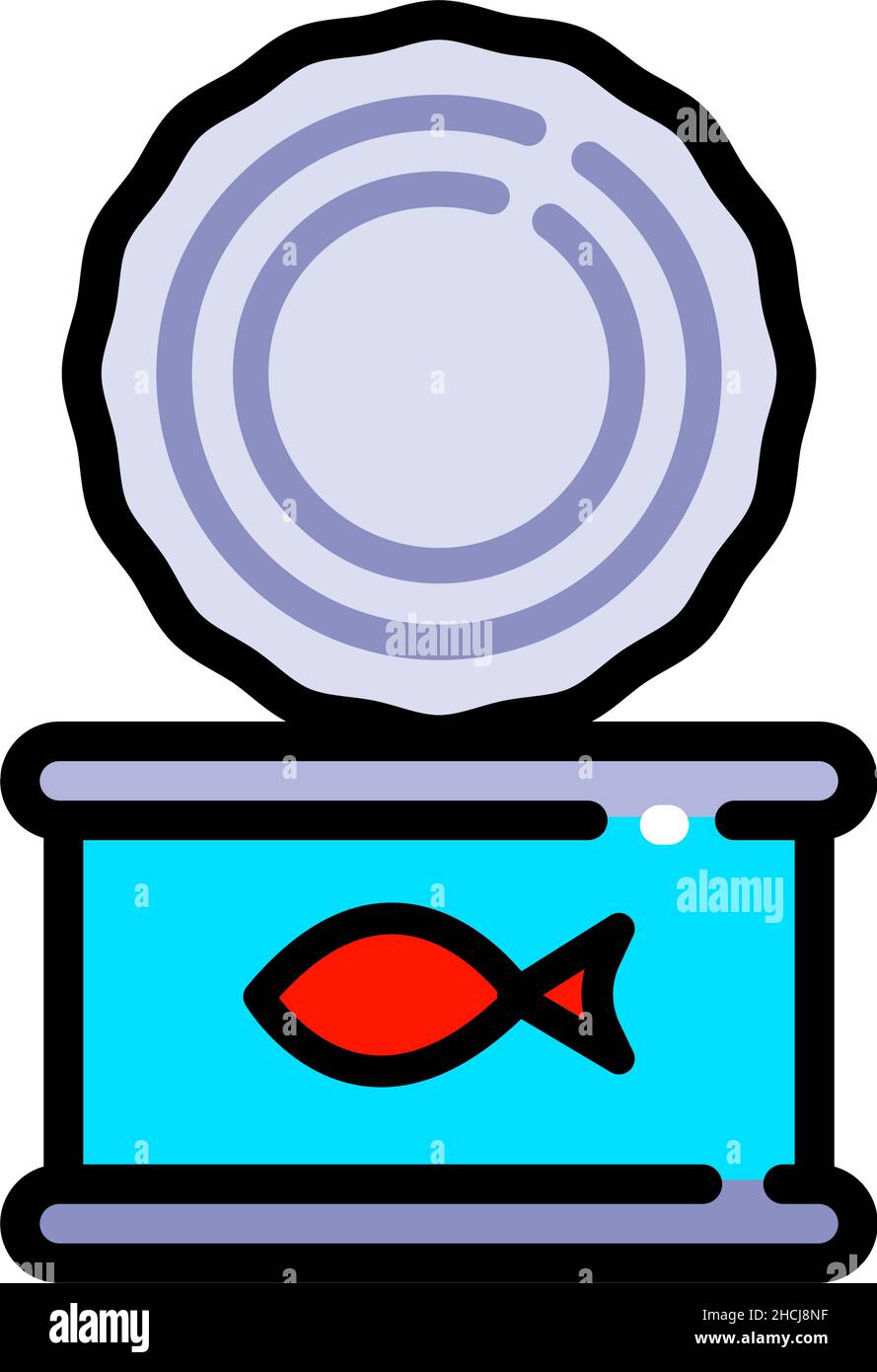 Tin can color icon. Premium quality fish element in simple flat style ...