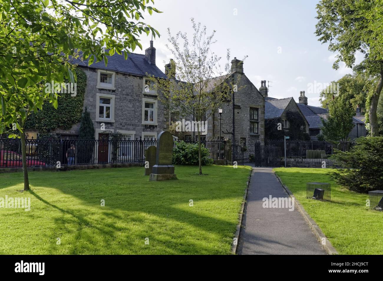 The churchyard and houses at Tideswell in Derbyshire Peak District ...