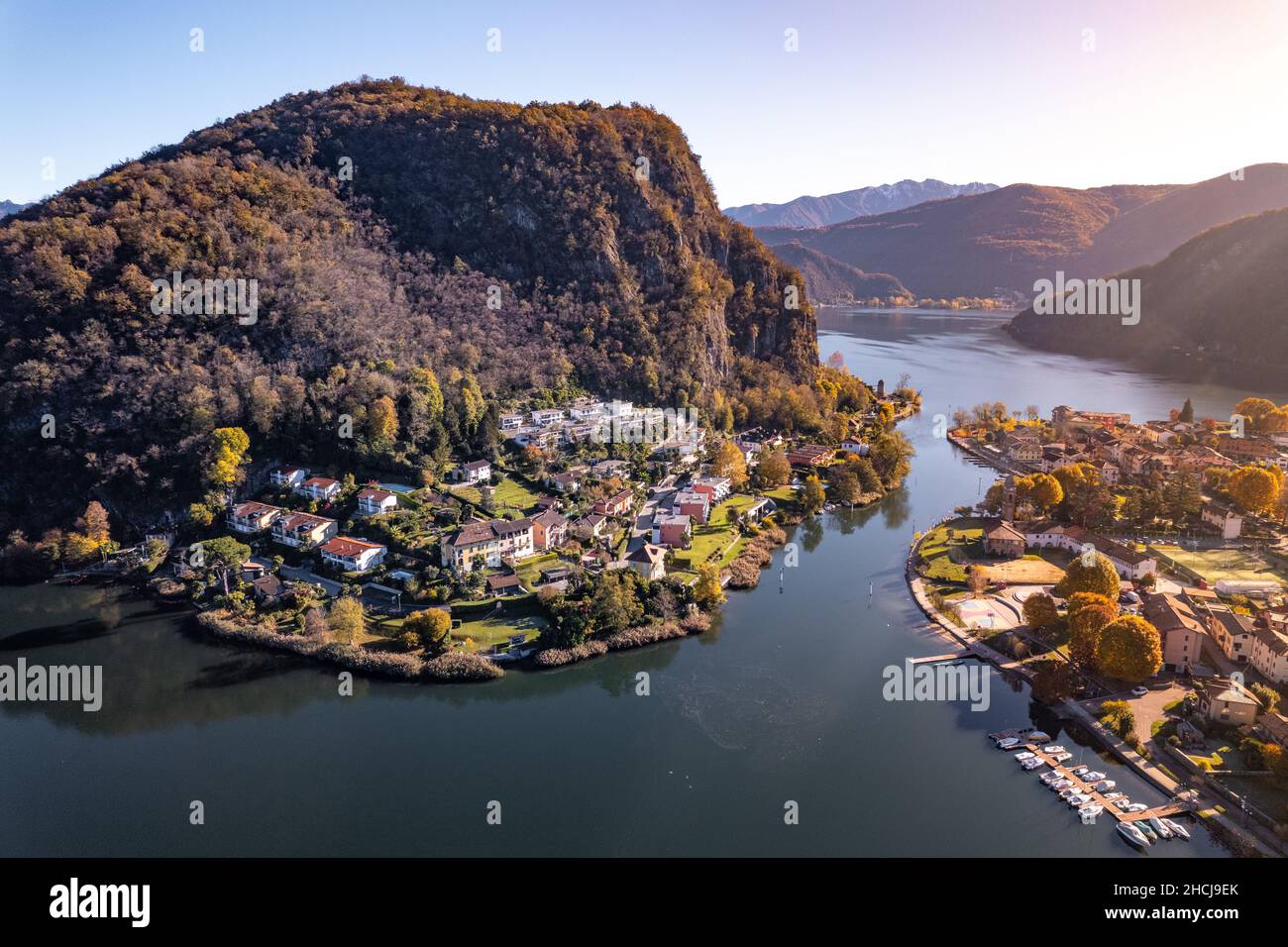 Lavena Ponte Tresa on the Swiss Italian Border Aerial View Stock Photo ...