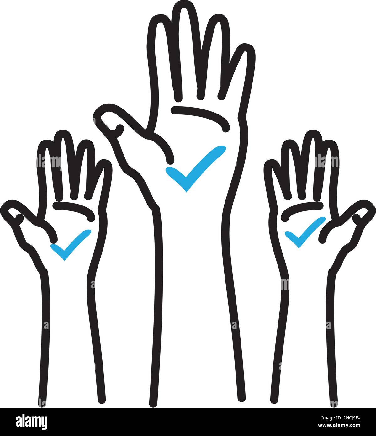 raised hands with check mark Stock Vector Image & Art - Alamy