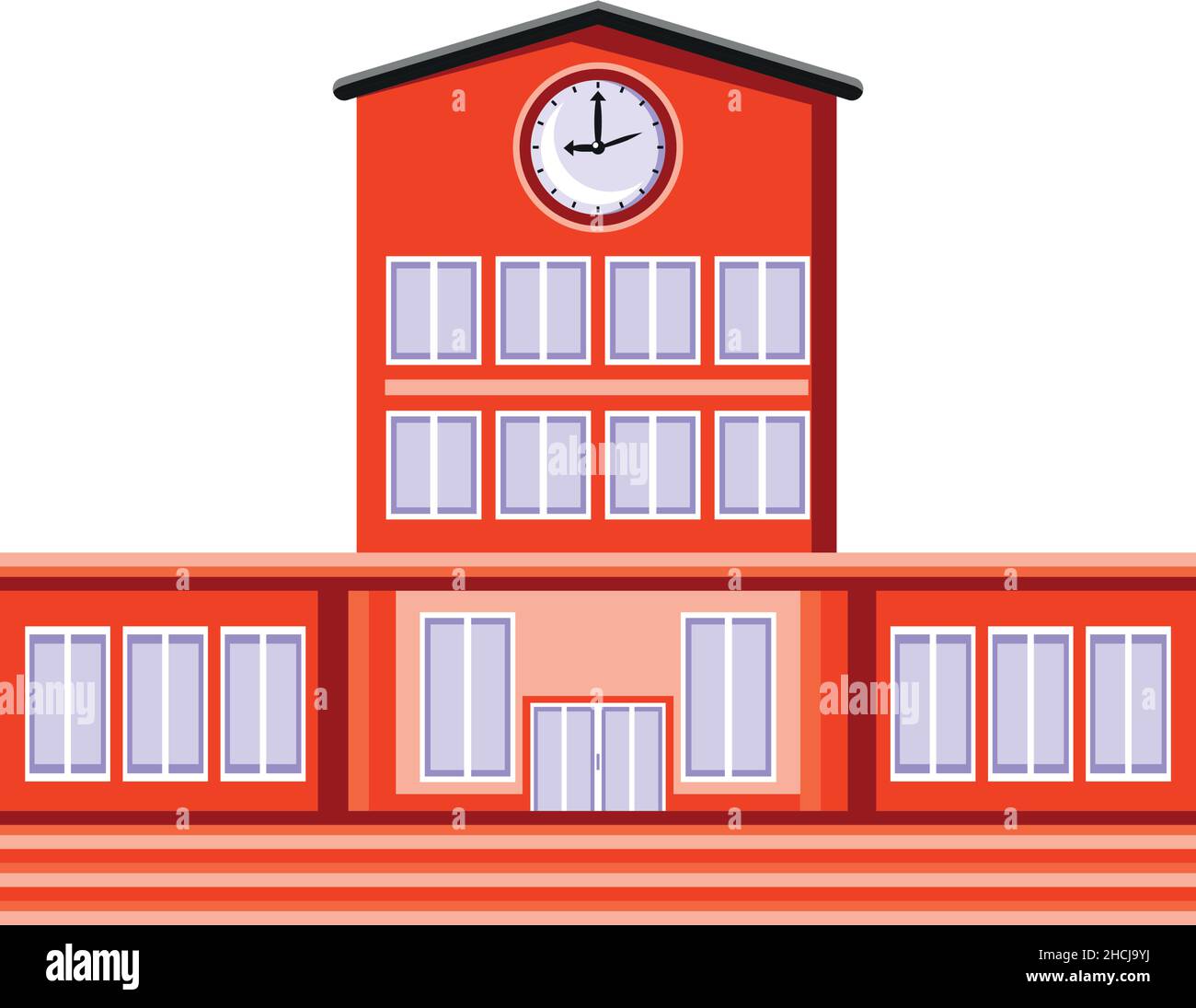 school building with clock Stock Vector Image & Art - Alamy