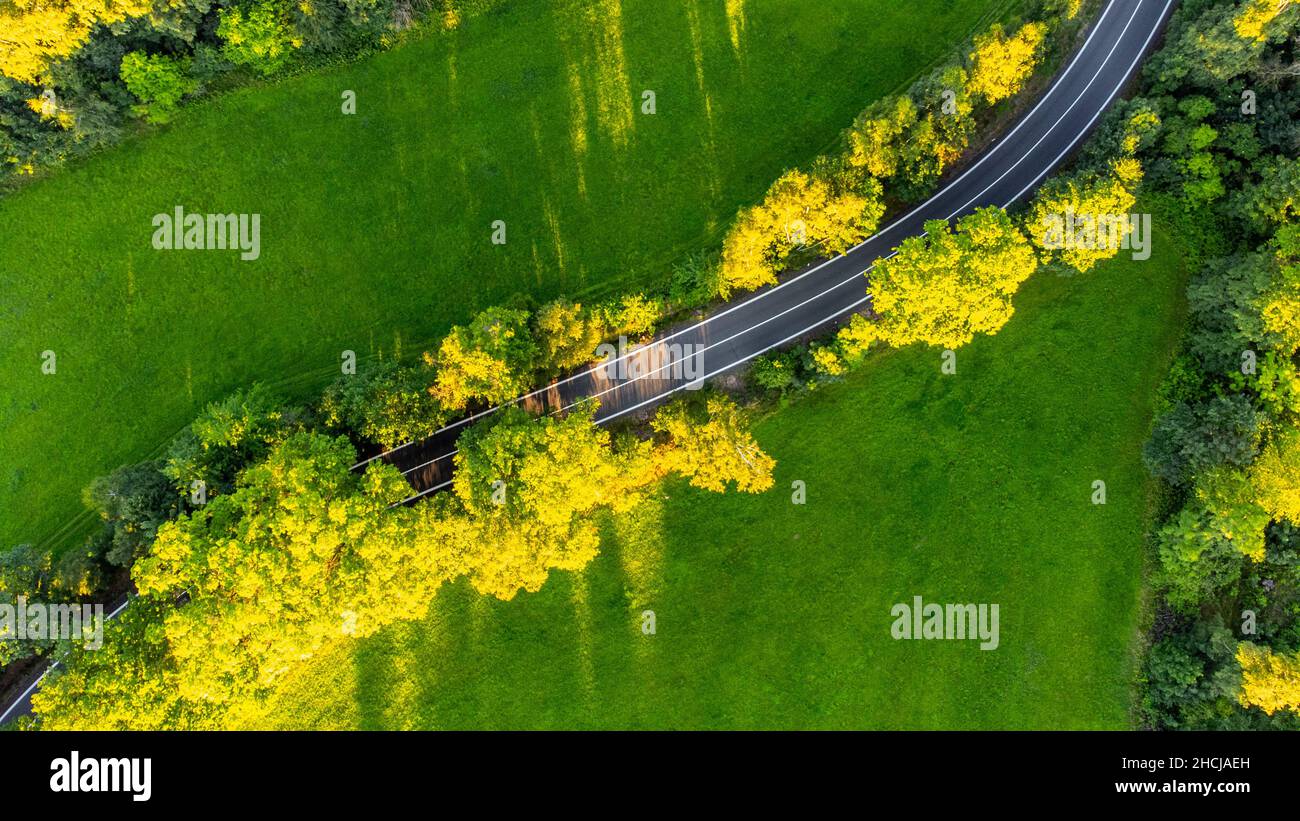 Aerial flying above empty asphalt hi-res stock photography and images ...