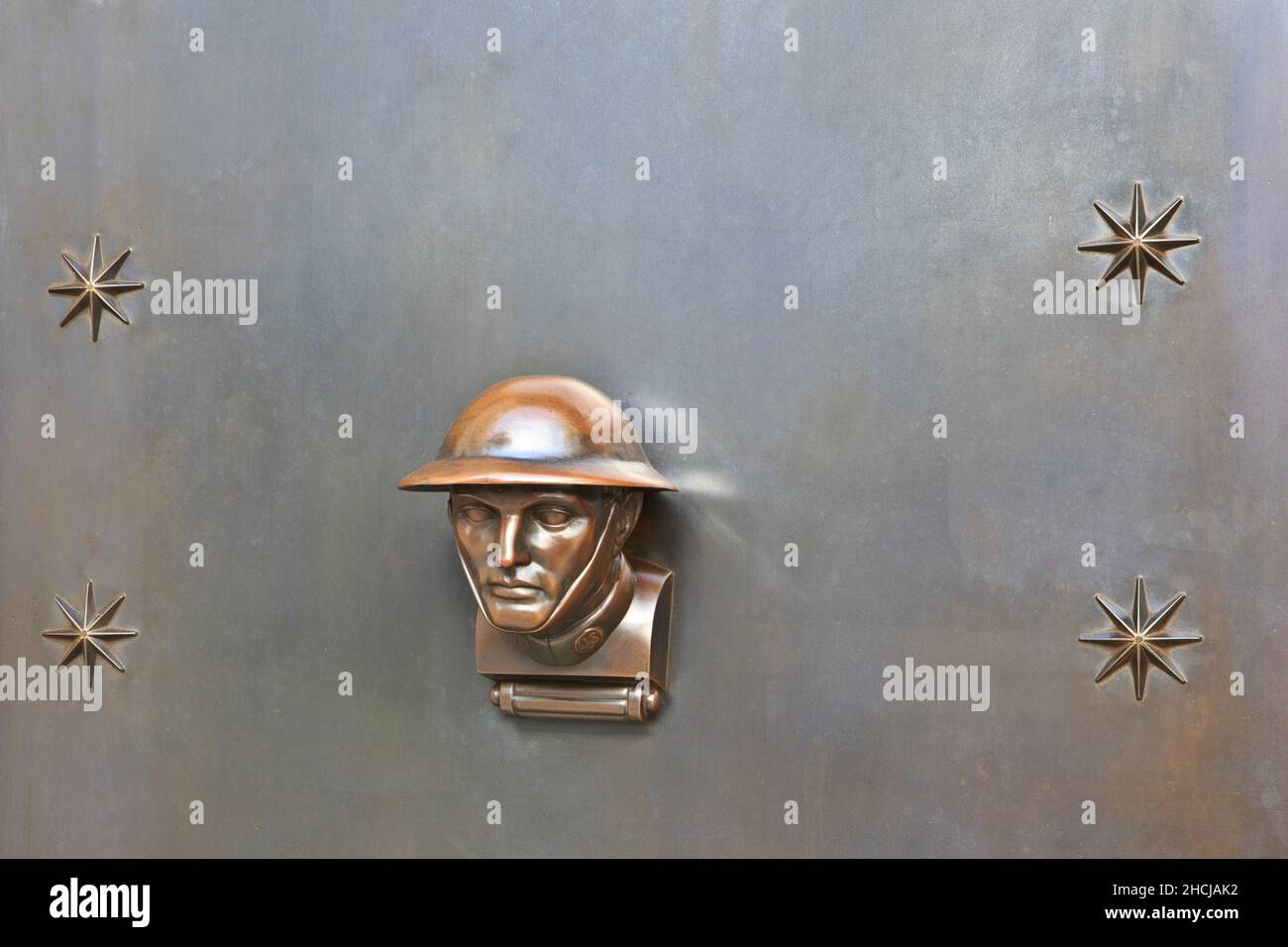 A small metal statue of a doughboy (American infantryman during World ...