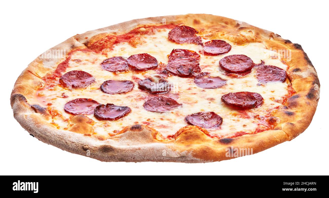 Single pepperoni italian pizza isolated over white background Stock ...