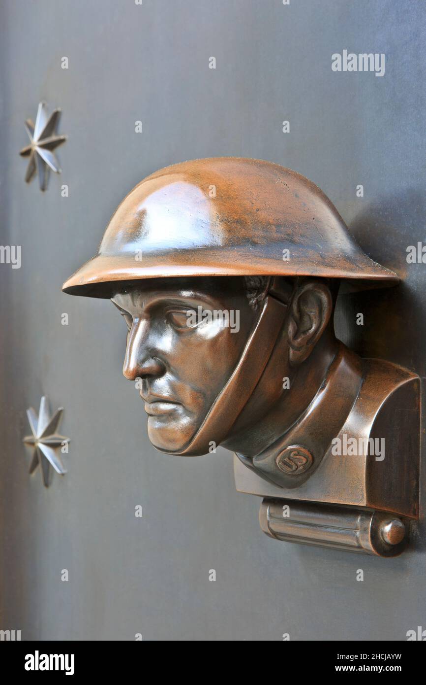 A small metal statue of a doughboy (American infantryman during World ...