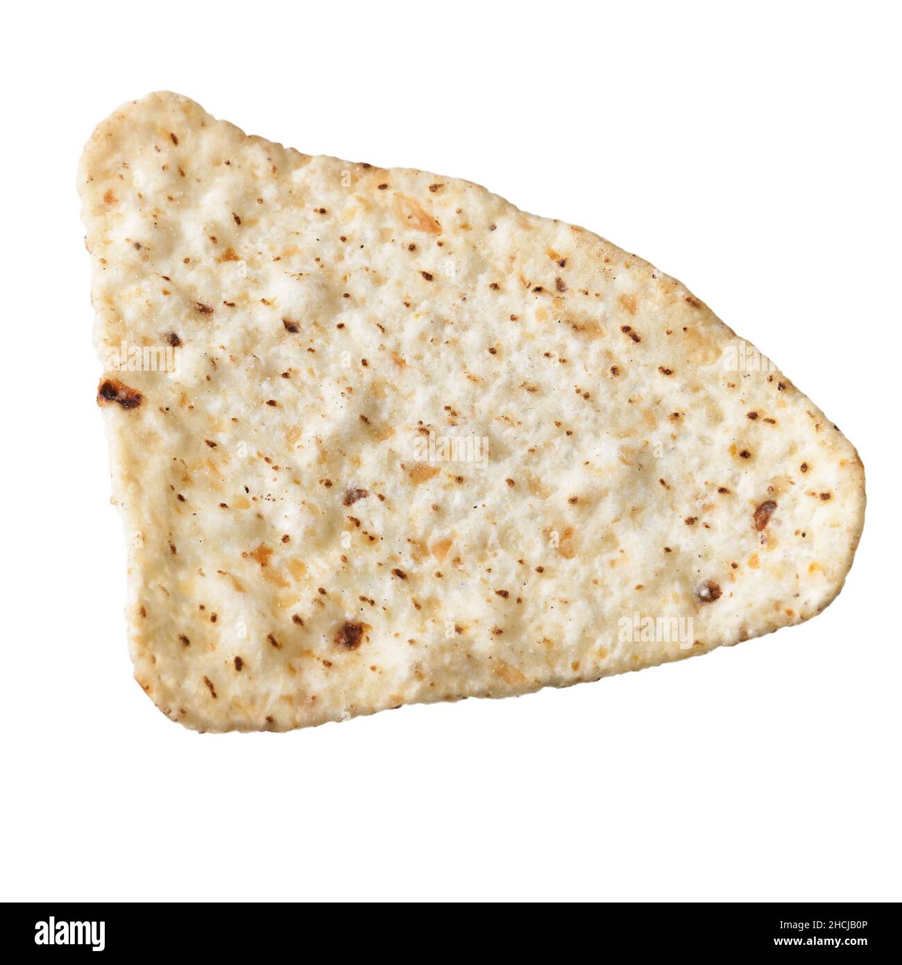 Single mexican nacho chip isolated on a white background Stock Photo ...