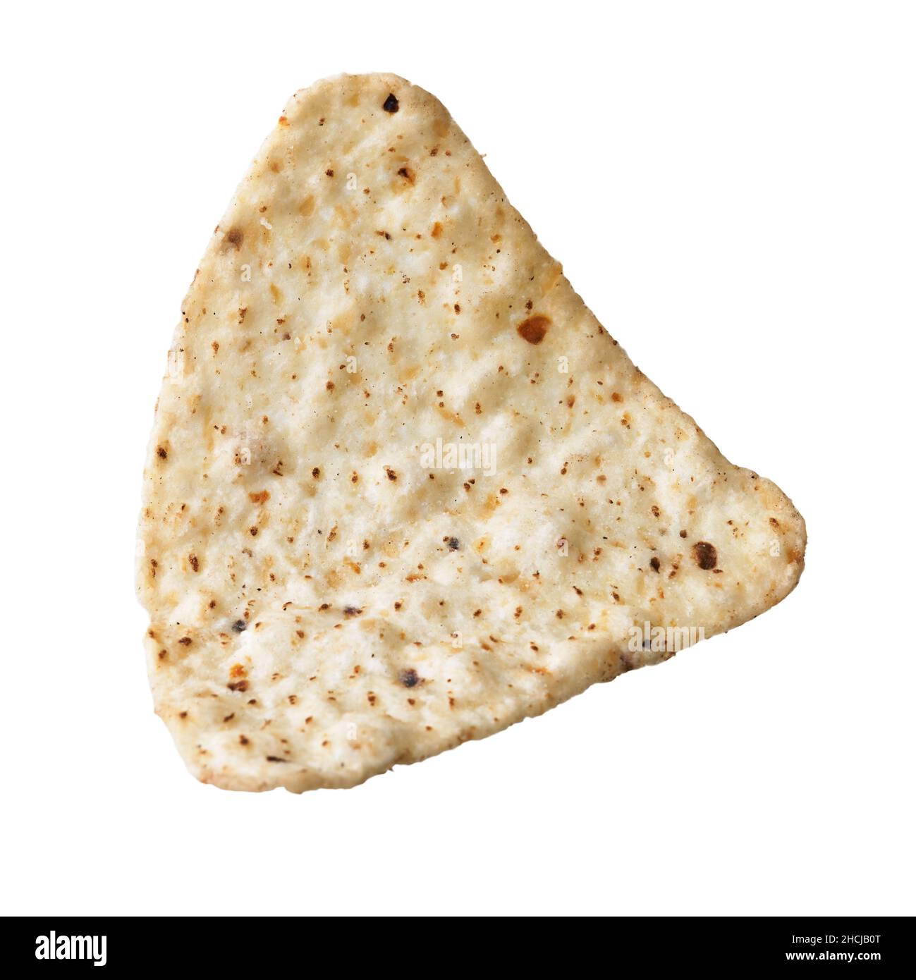 Single mexican nacho chip isolated on a white background Stock Photo ...