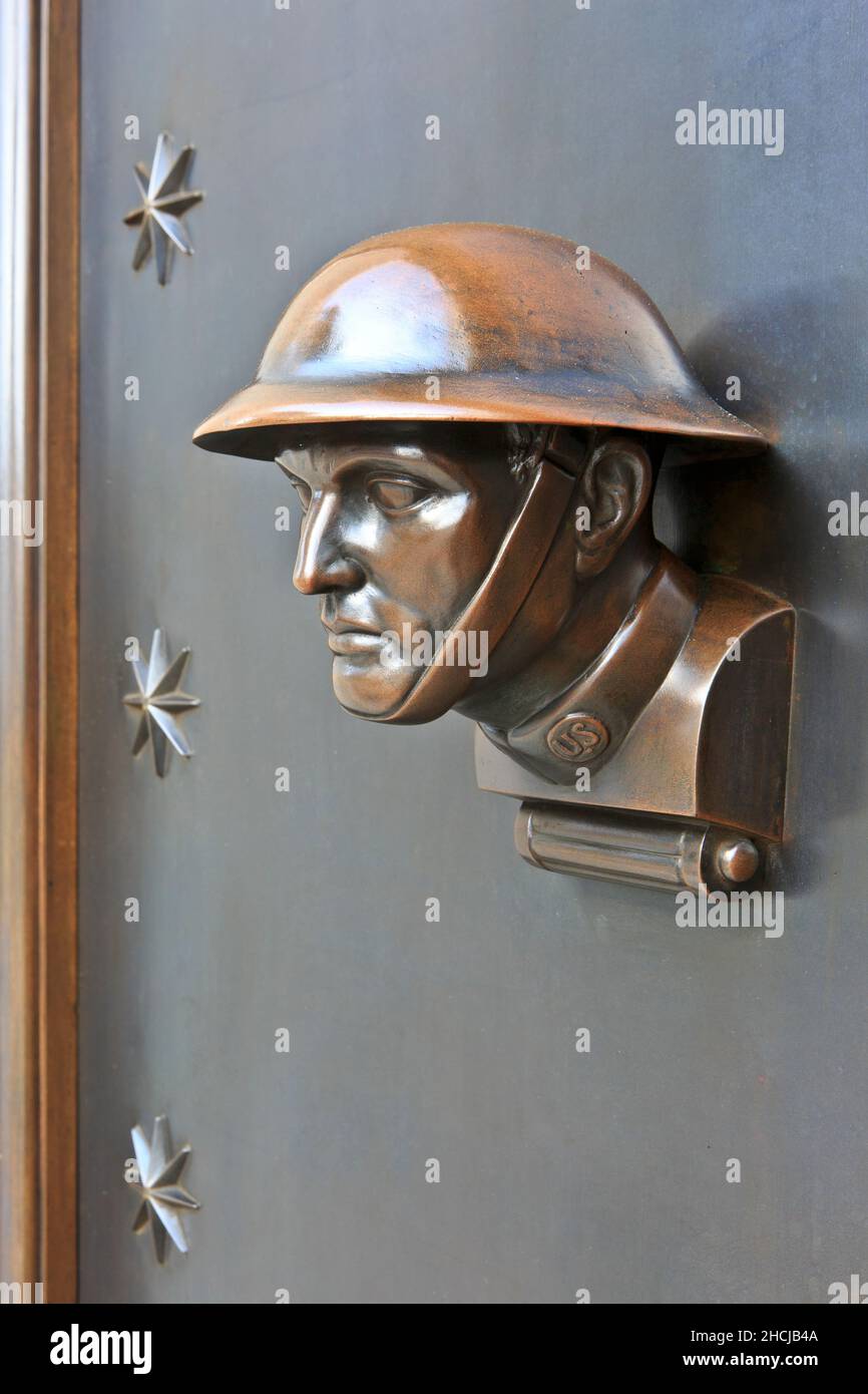 A small metal statue of a doughboy (American infantryman during World ...