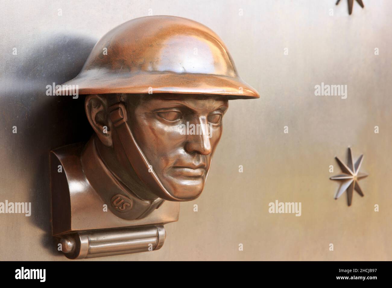 A small metal statue of a doughboy (American infantryman during World ...