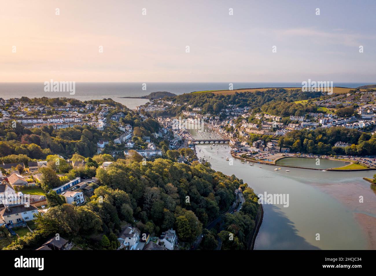 Looe Town in Cornwall Aerial View Stock Photo - Alamy