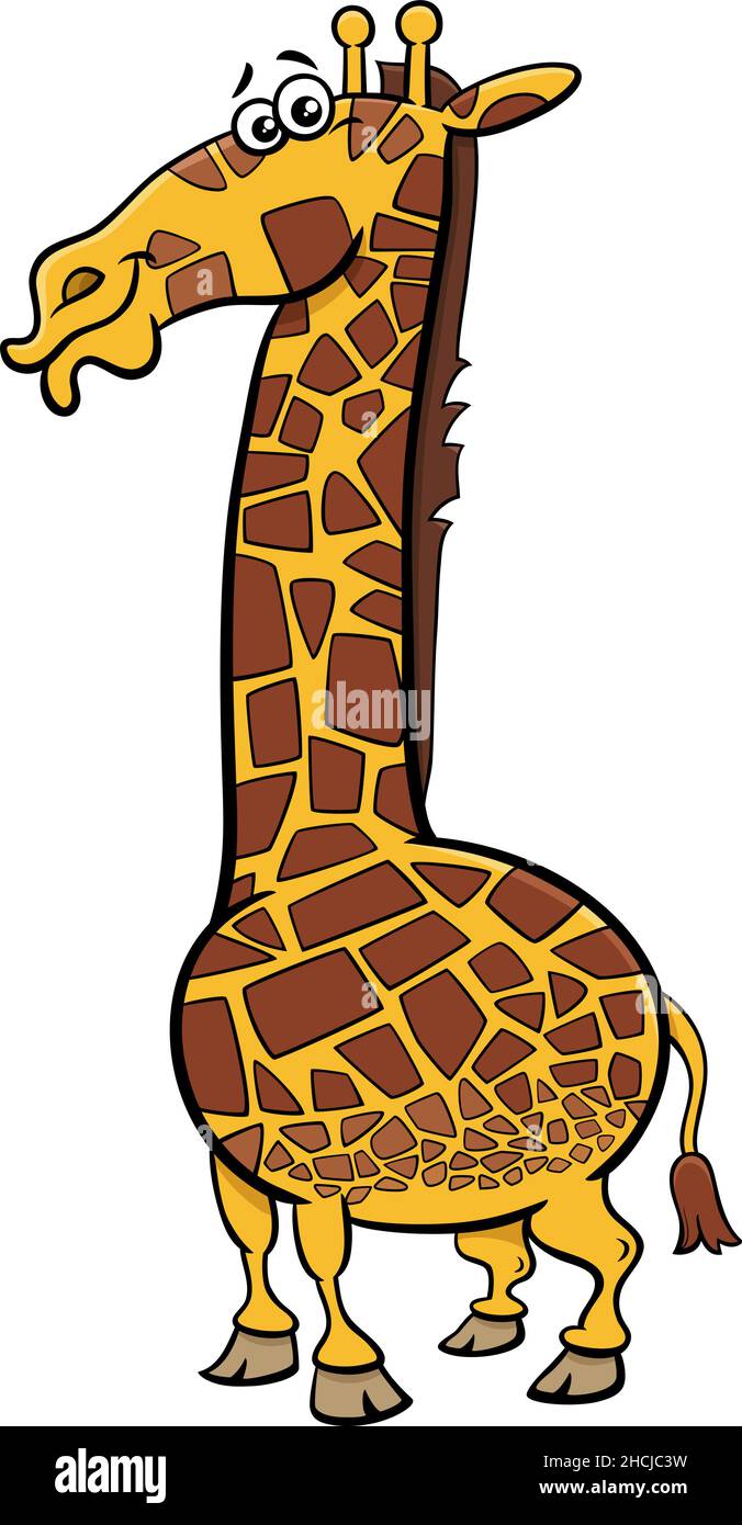 Cartoon illustration of funny giraffe comic animal character Stock ...