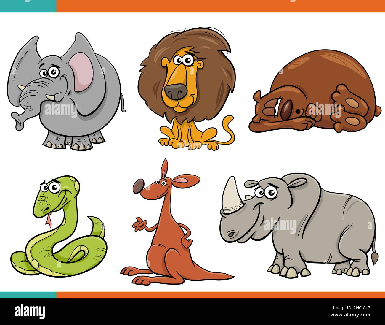 Cartoon illustration of wild animals comic characters set Stock Vector ...