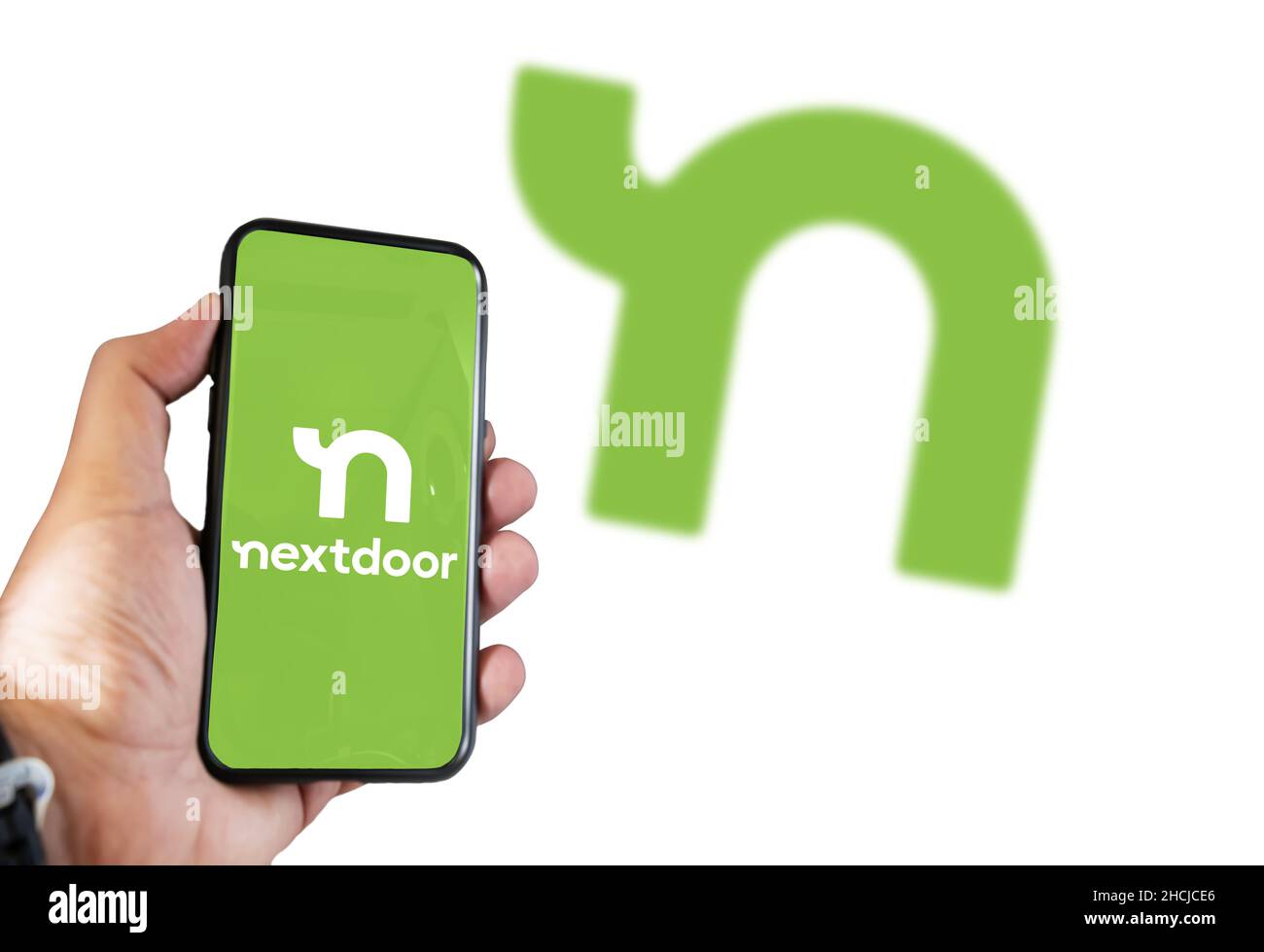 San Francisco, CA, USA, May 2021: The Nextdoor application home screen ...