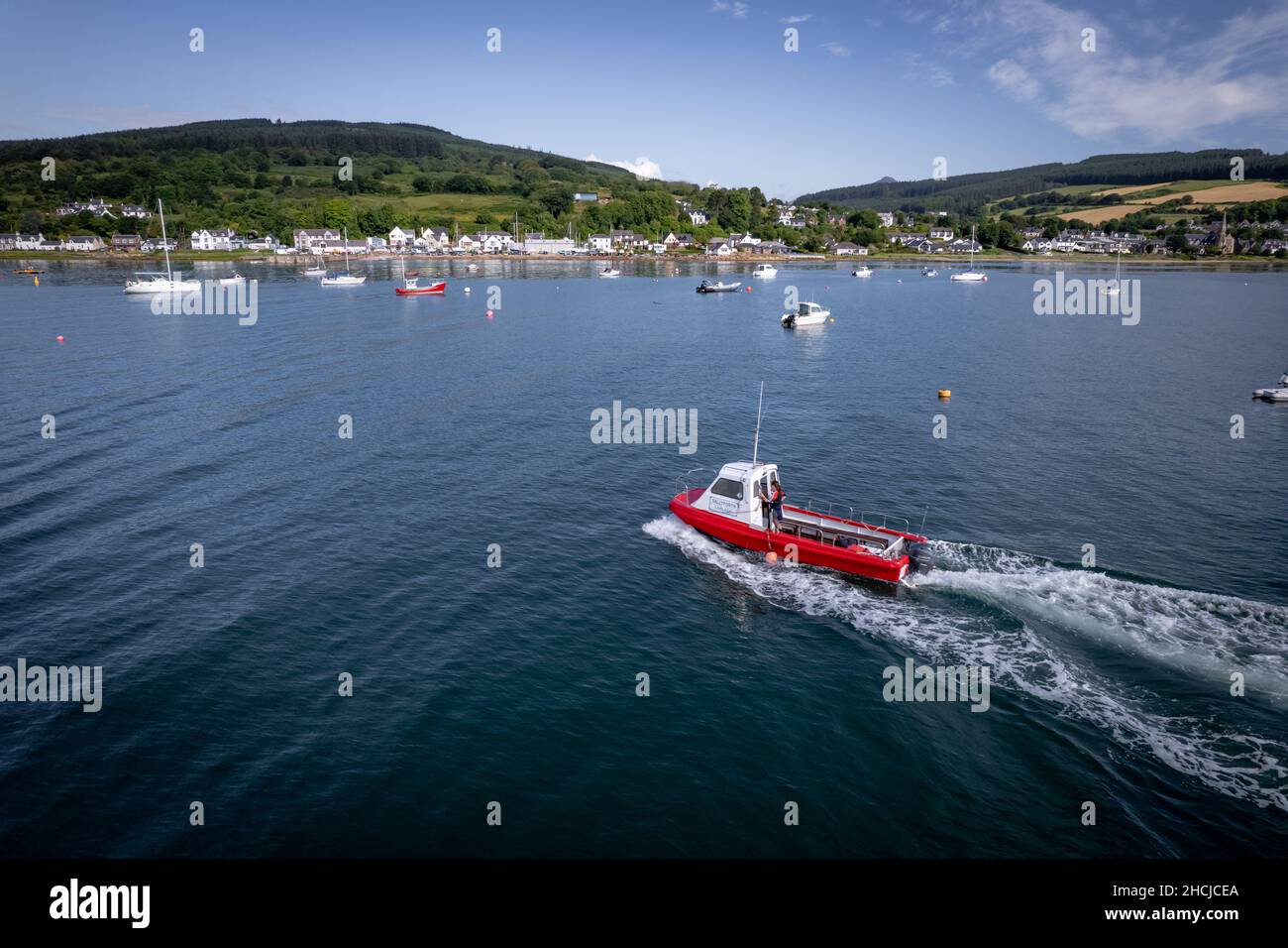 Small Red Passenger Ferry at Sea Stock Photo - Alamy