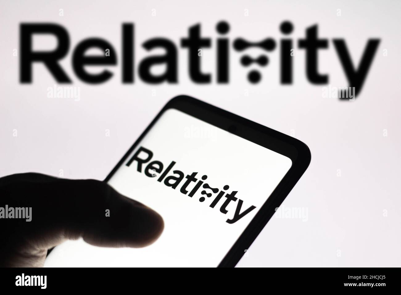 In this photo illustration, the Relativity Space logo seen displayed on ...