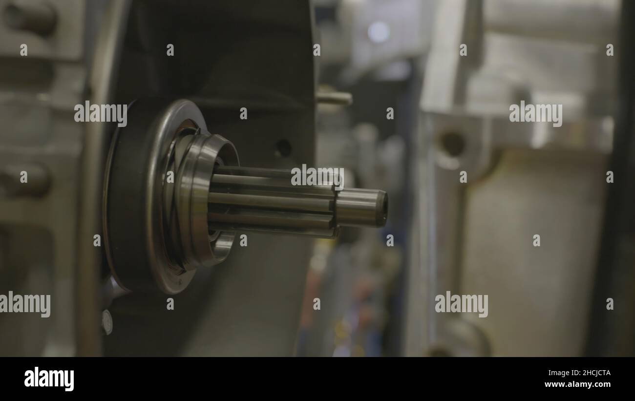 Close up of connecting parts of metal details at the car assembling ...