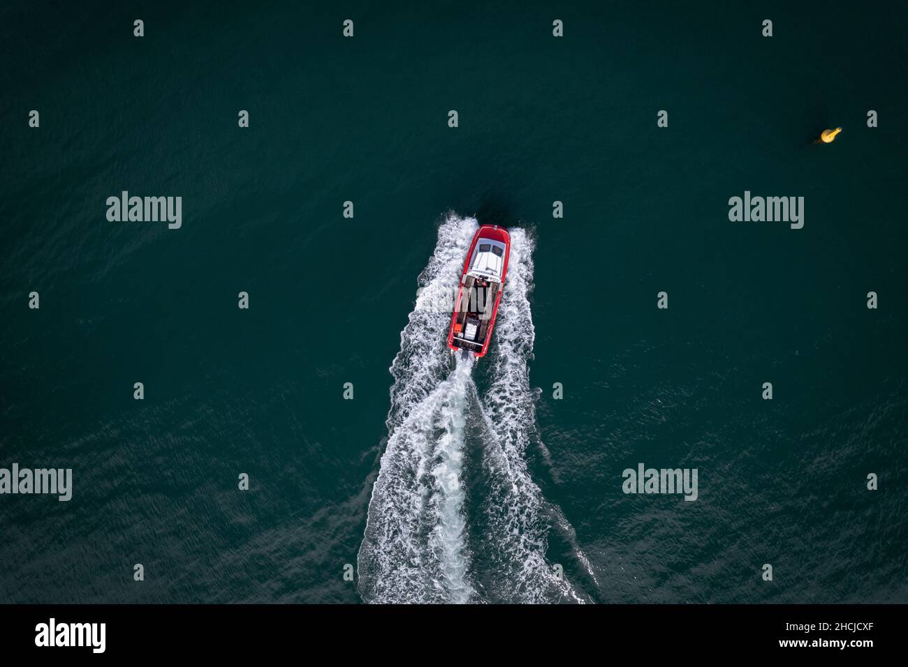 Small Red Passenger Ferry at Sea Stock Photo - Alamy