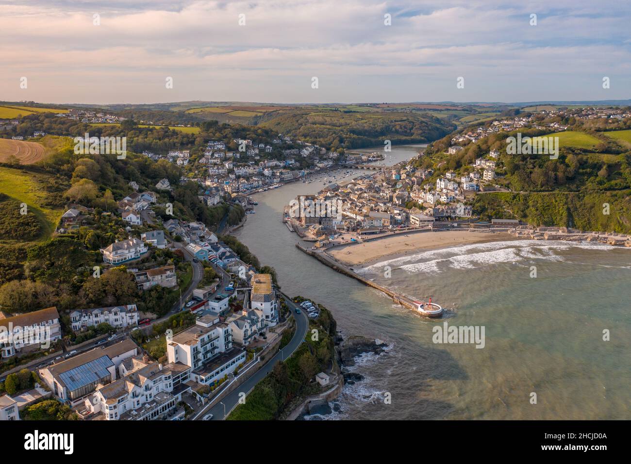 Looe Town in Cornwall Aerial View Stock Photo - Alamy