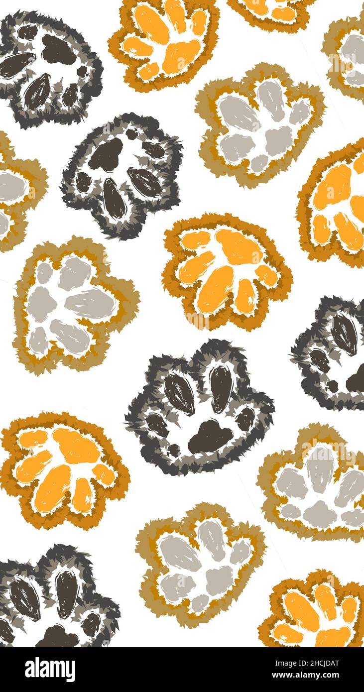 Colourful abstract cat paws pattern design Stock Photo - Alamy