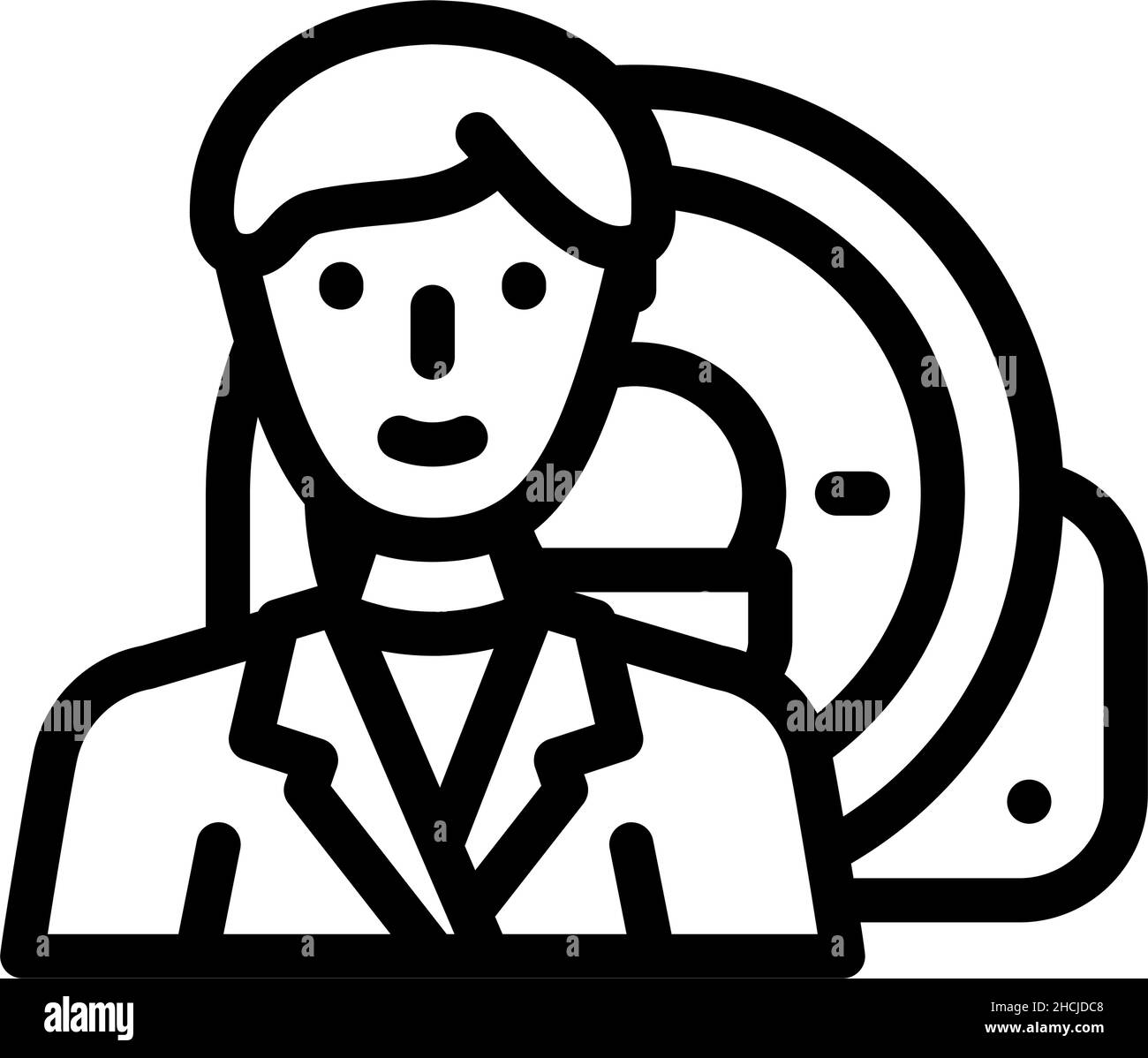 Mri Examination Doctor Line Icon Vector Illustration Stock Vector Image