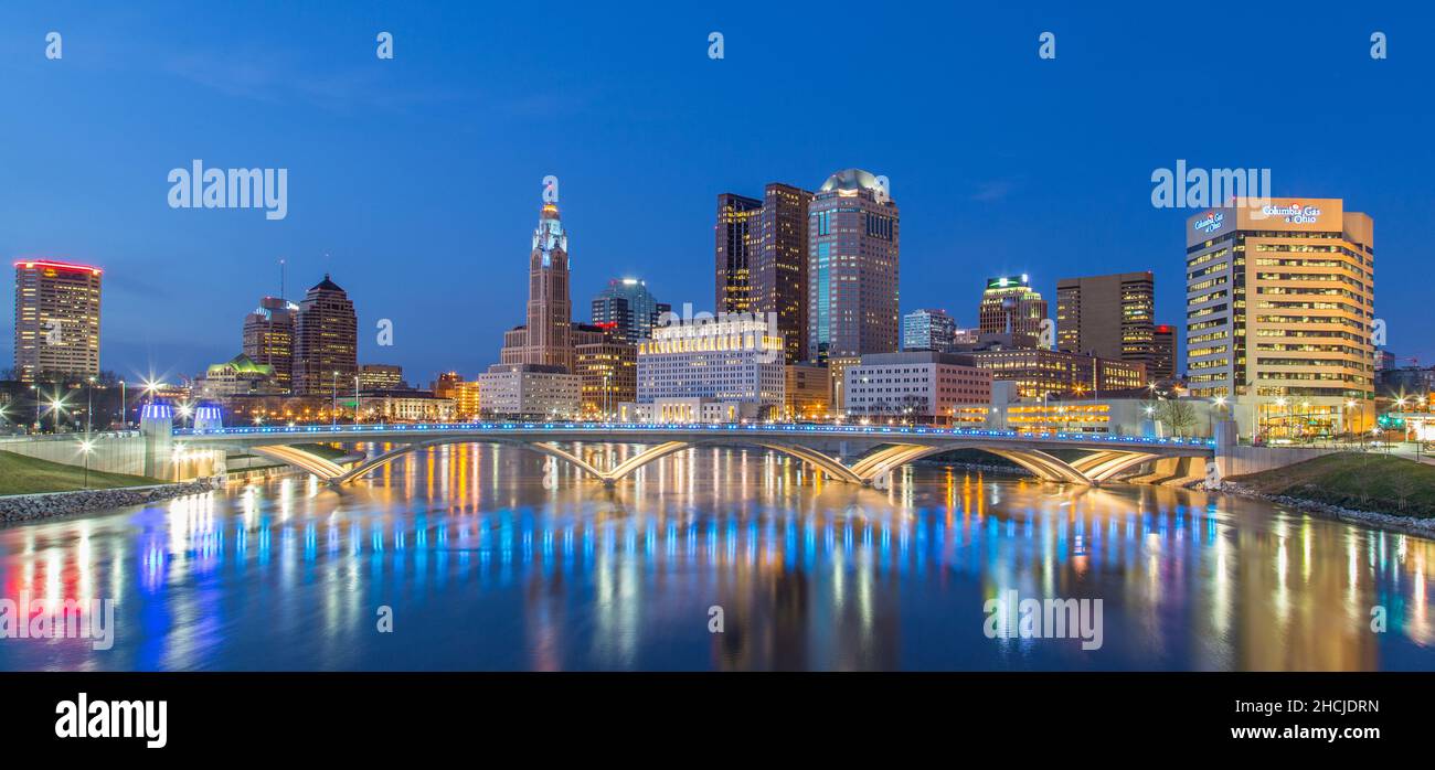 Beautiful shot of Columbus Skyline in Ohio at night Stock Photo - Alamy