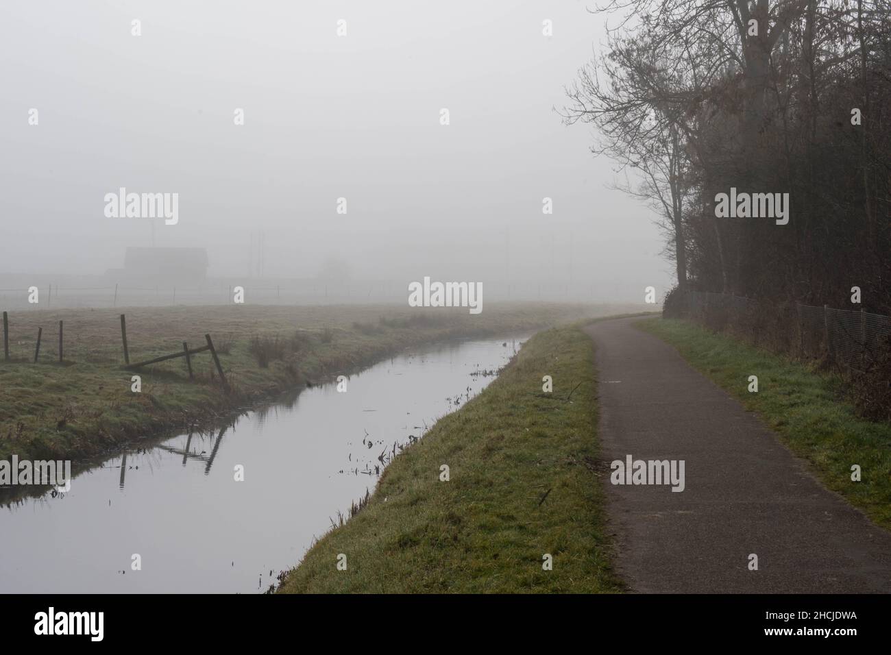 Foggy and gloomy weather in a countryside Stock Photo - Alamy