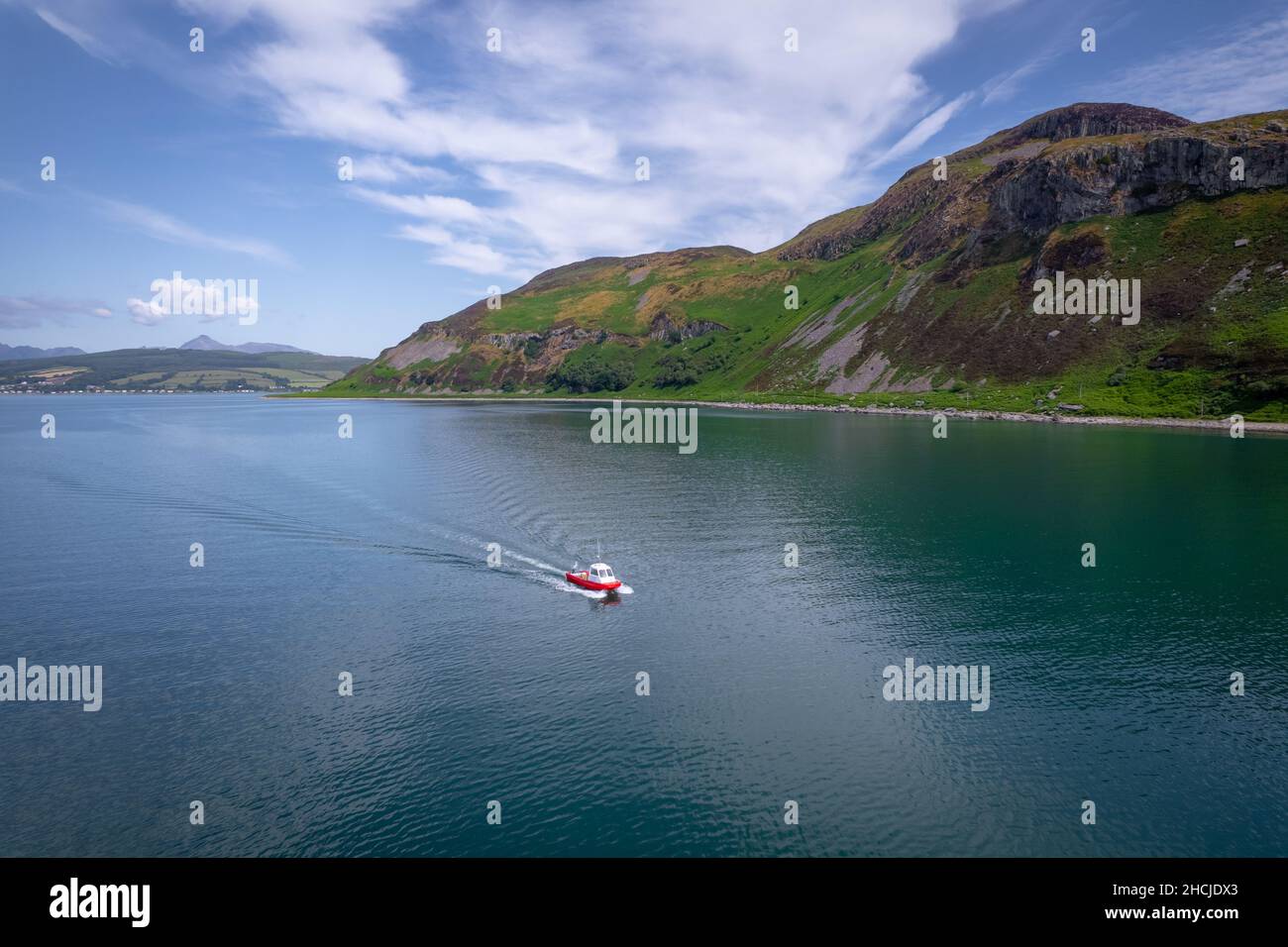 Small Red Passenger Ferry at Sea Stock Photo - Alamy