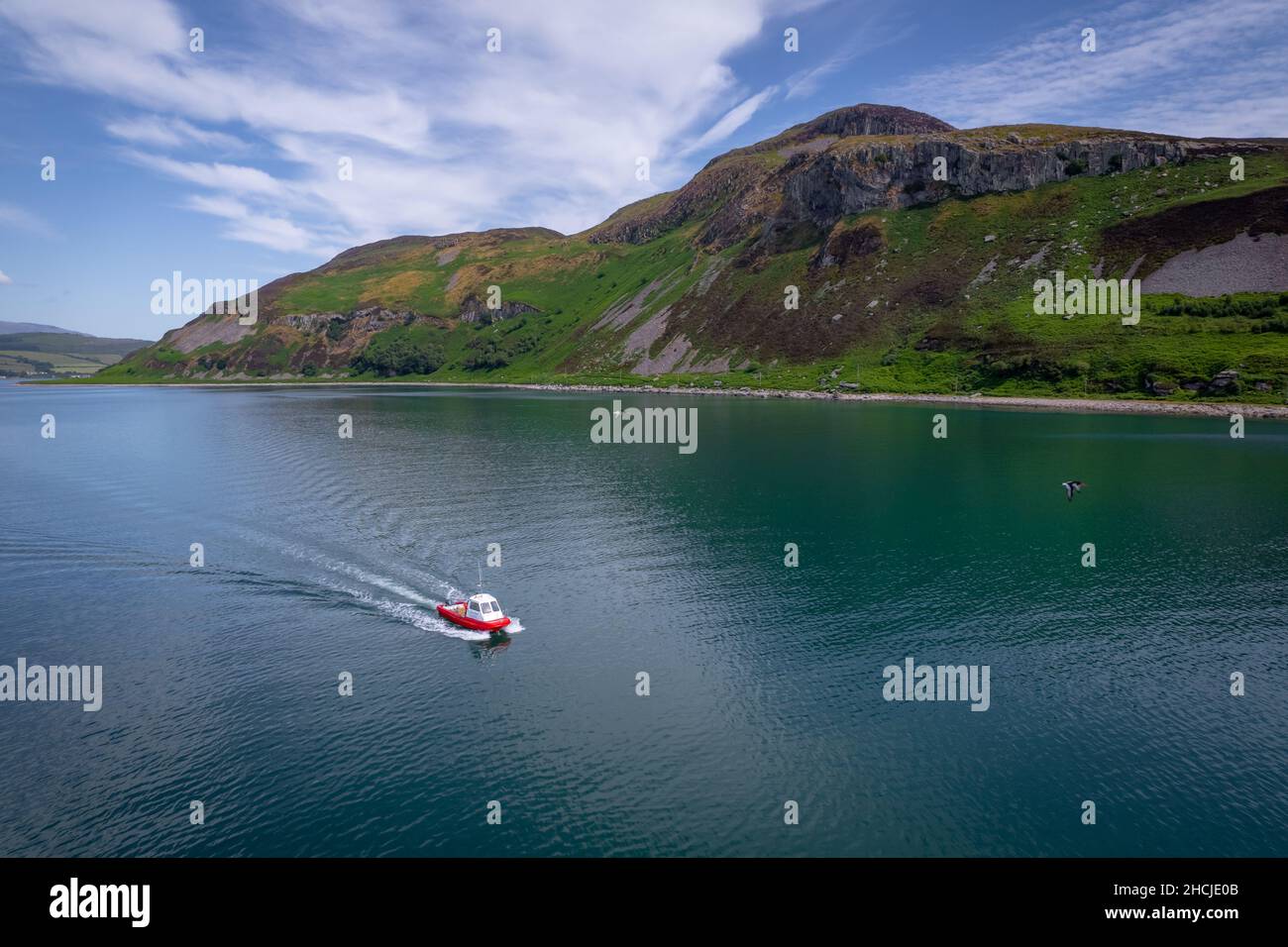 Small Red Passenger Ferry at Sea Stock Photo - Alamy