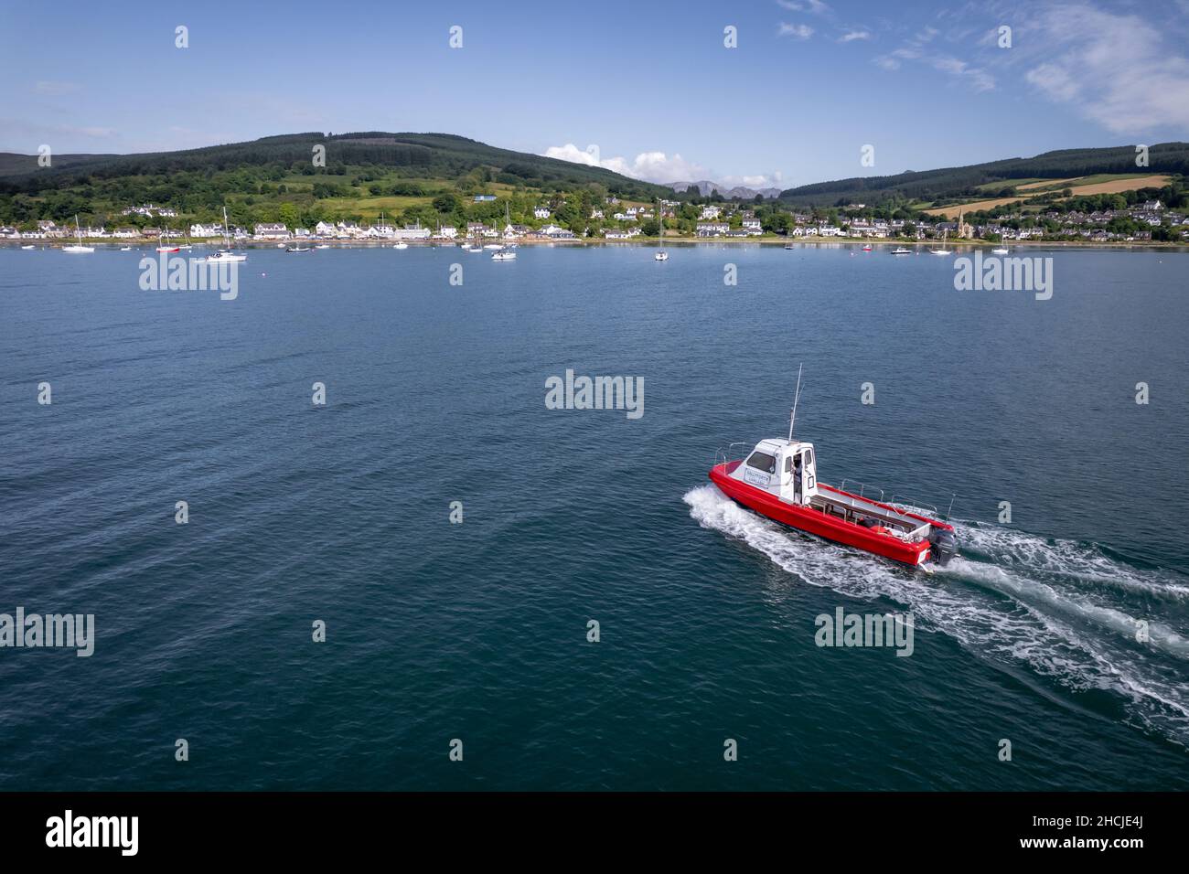 Small Red Passenger Ferry at Sea Stock Photo - Alamy