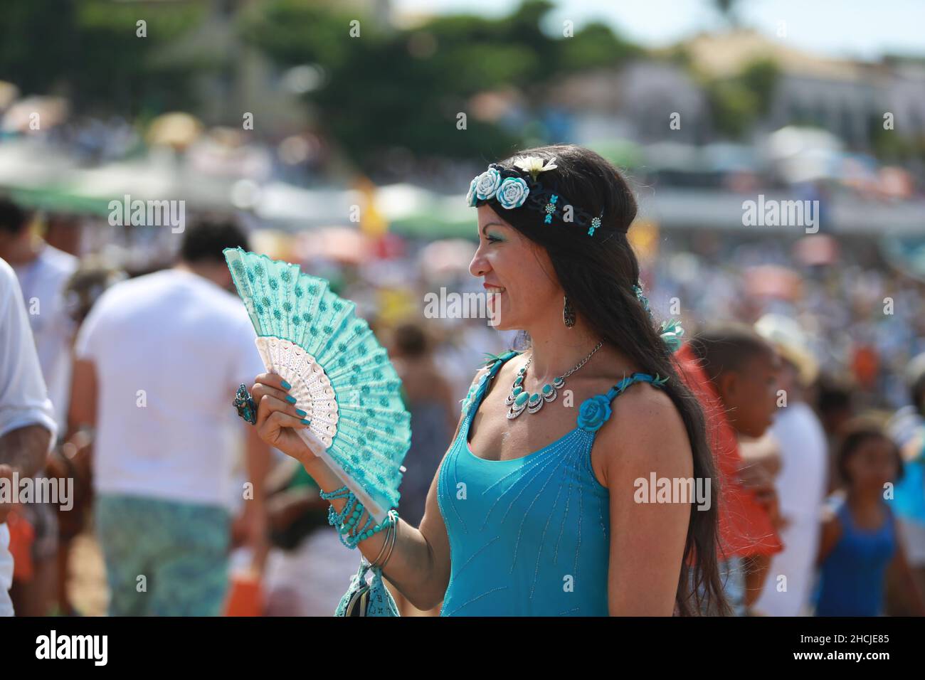salvador, bahia, brazil - february 2, 2015: Candomble devotees and ...