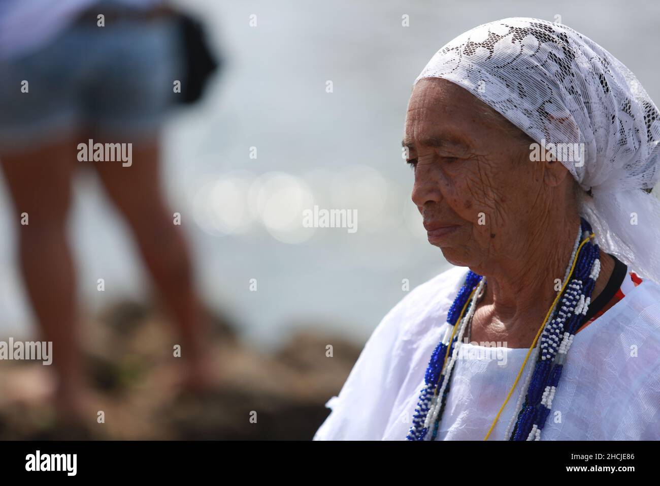salvador, bahia, brazil - february 2, 2015: Candomble devotees and ...