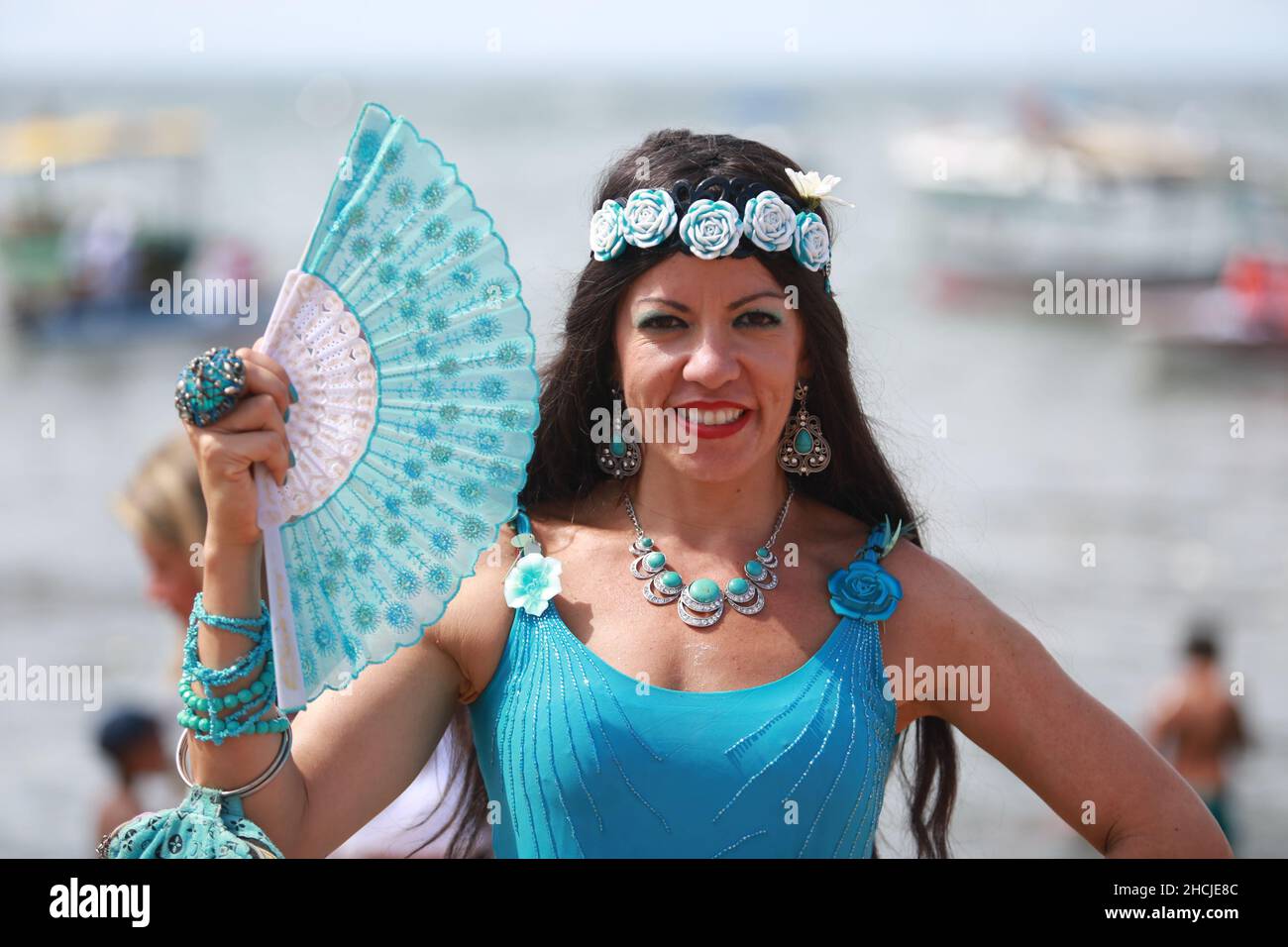 salvador, bahia, brazil - february 2, 2015: Candomble devotees and ...