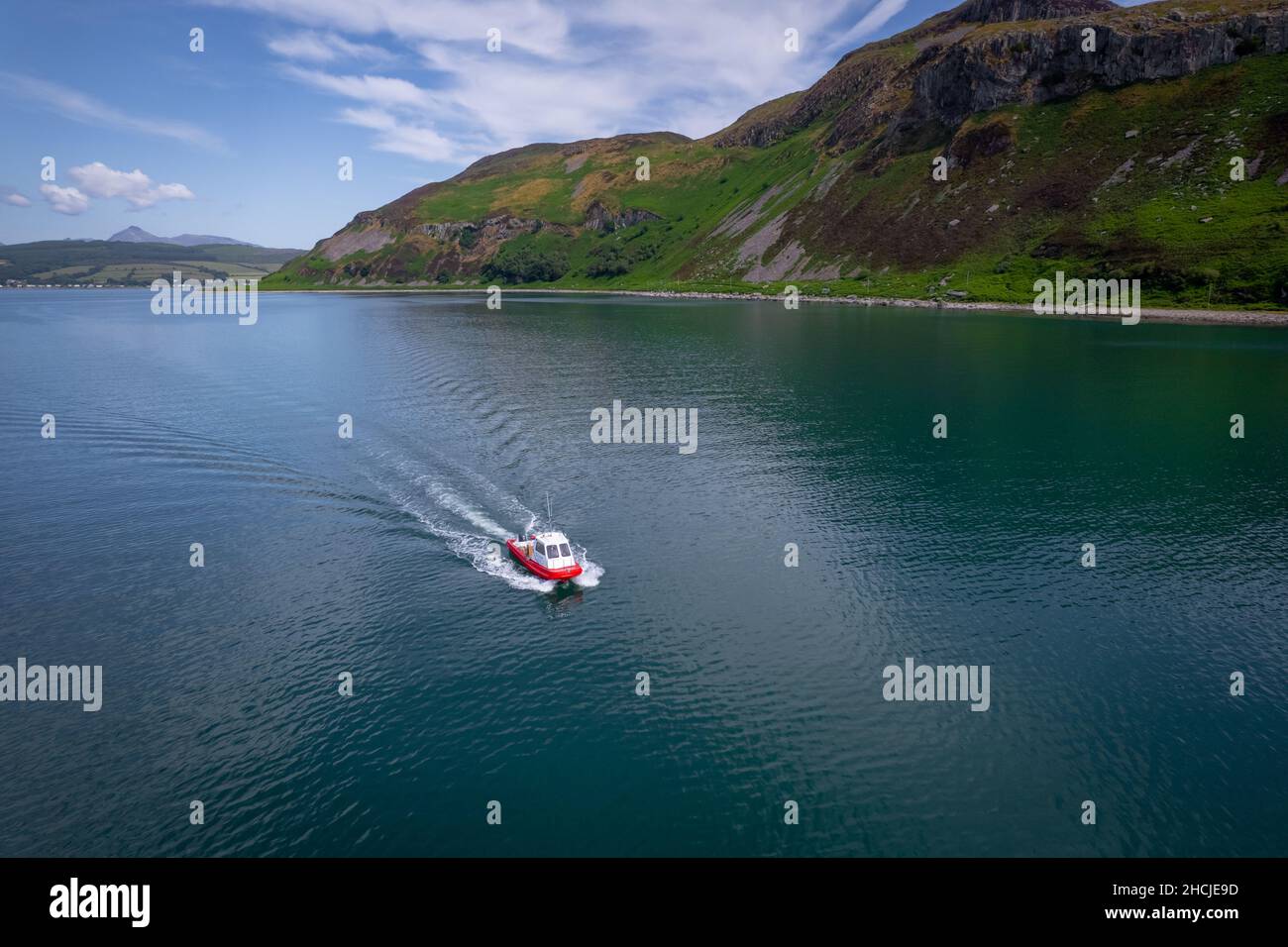 Small Red Passenger Ferry at Sea Stock Photo - Alamy