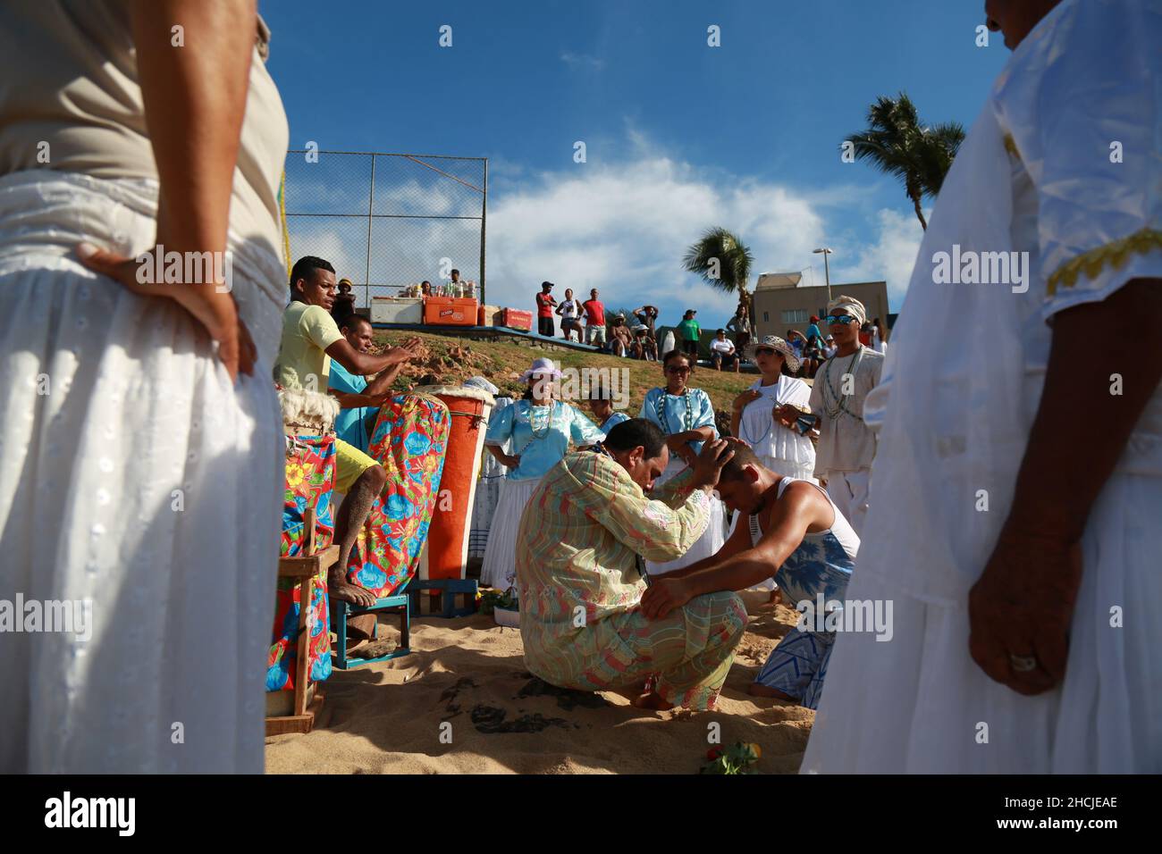 salvador, bahia, brazil - february 2, 2015: Candomble devotees and ...