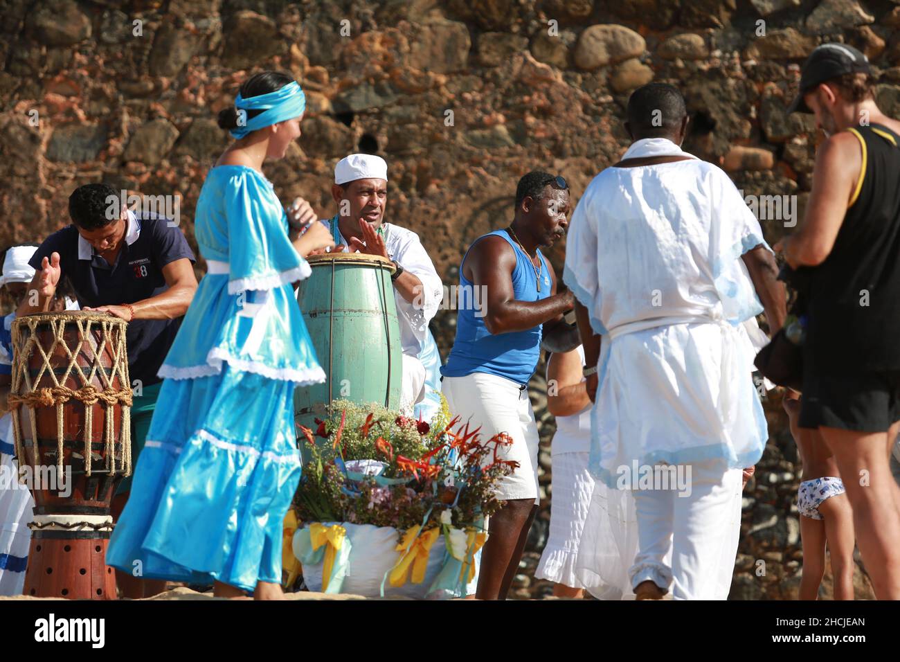salvador, bahia, brazil - february 2, 2015: Candomble devotees and ...